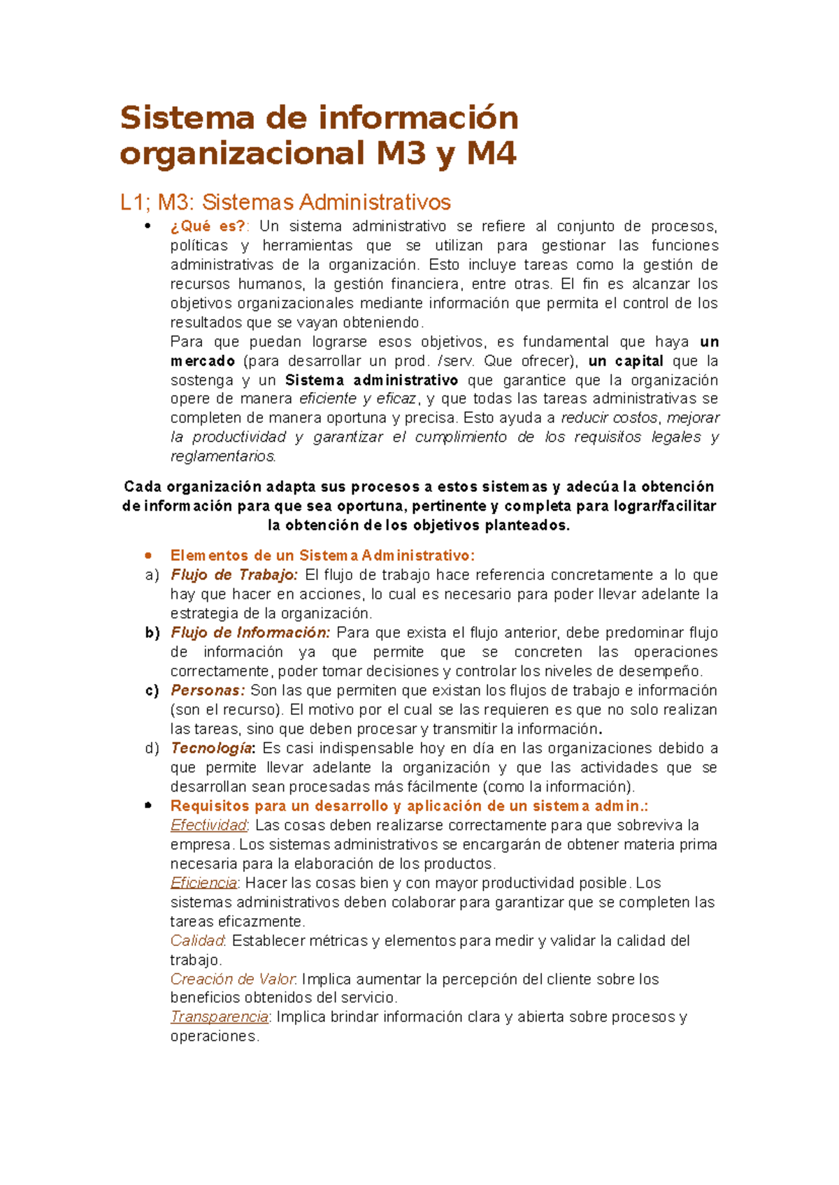 Sistema de informacion organizacional M3 y M4 - Sistema de información organizacional M3 y M L1 ...