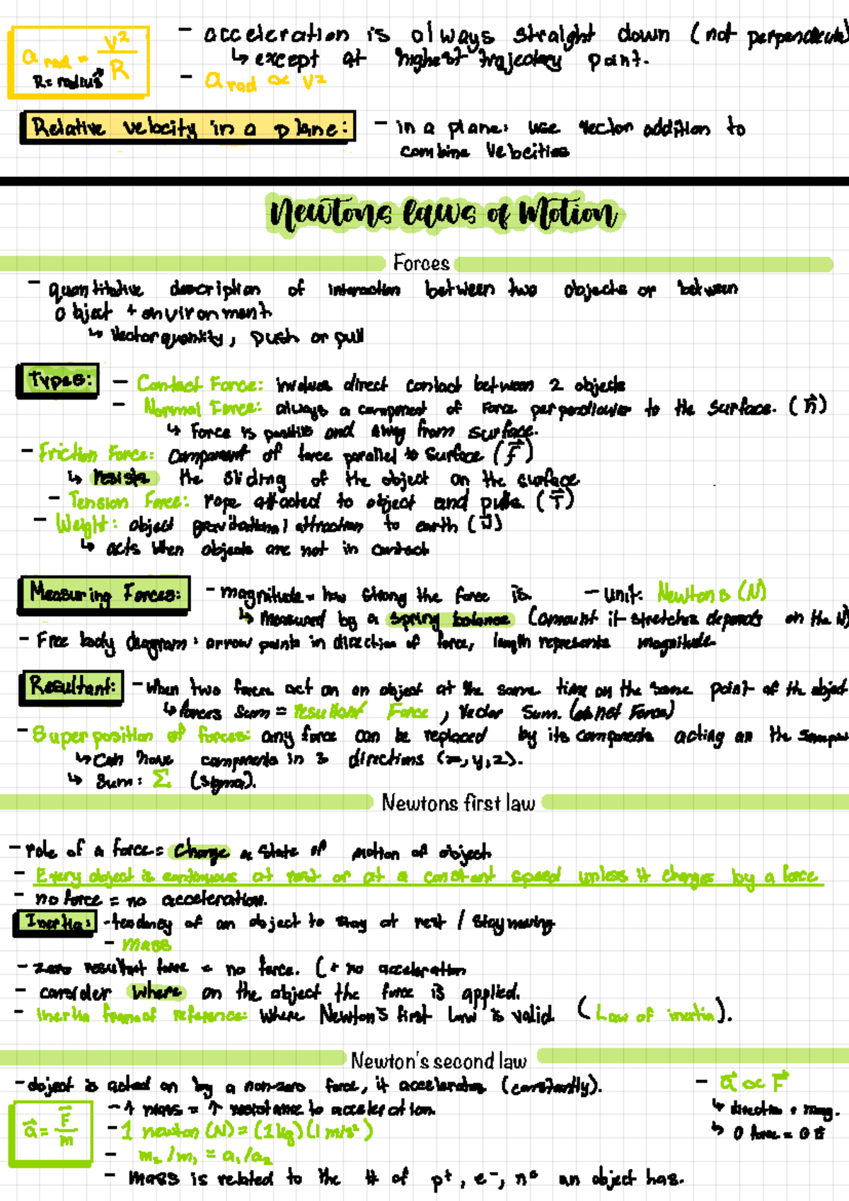Newton s Laws of motion - Complete lecture notes with diagrams and ...