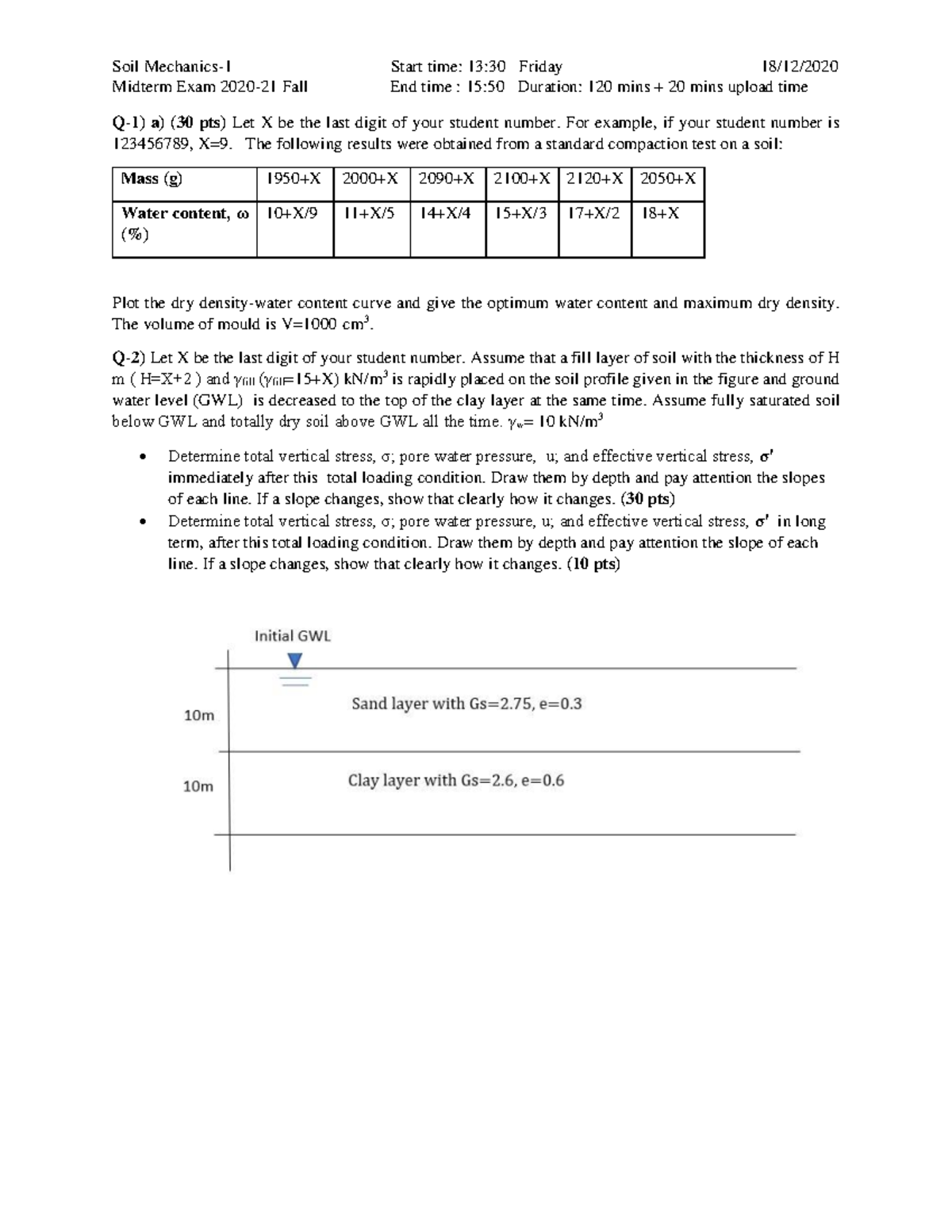 Mid Term Exam - exam s - Soil Mechanics-1 Start time: 13:30 Friday 18 ...