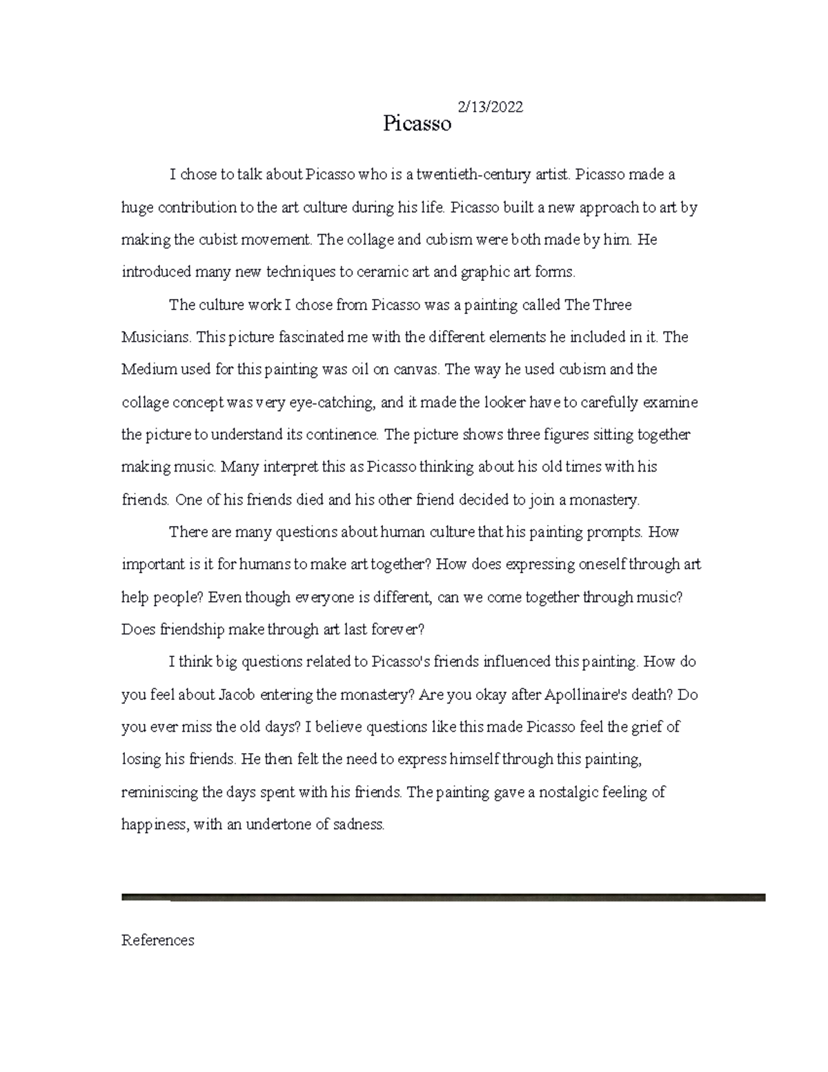 Picasso painting culture - 2/13/ Picasso I chose to talk about Picasso ...