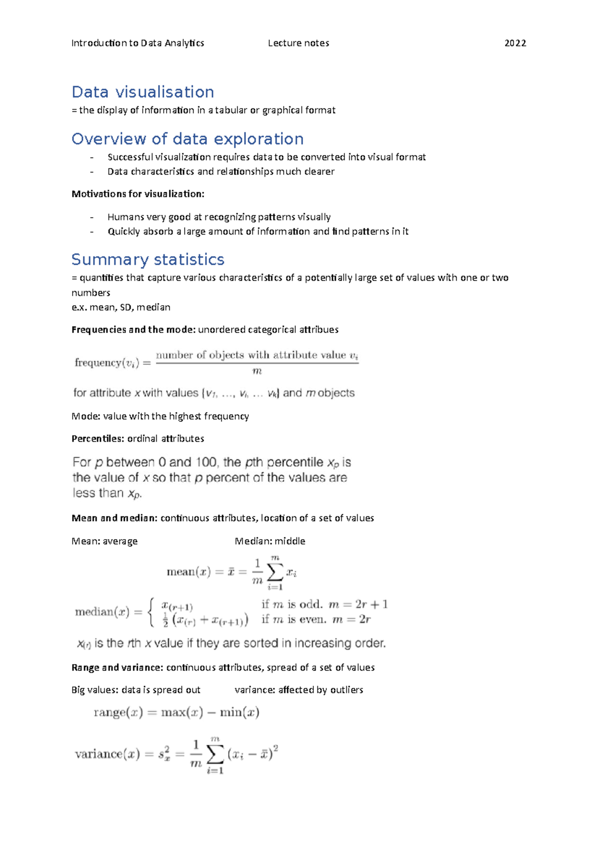 Lecture notes - mean, SD, median Frequencies and the mode: unordered ...