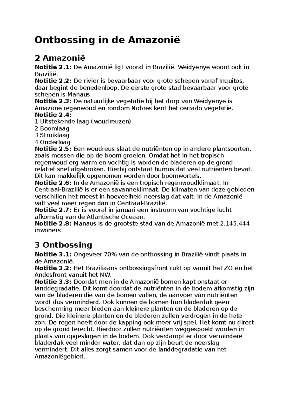 AK Ontbossing in Amazonië notities - Ontbossing in de Amazonië 2 ...