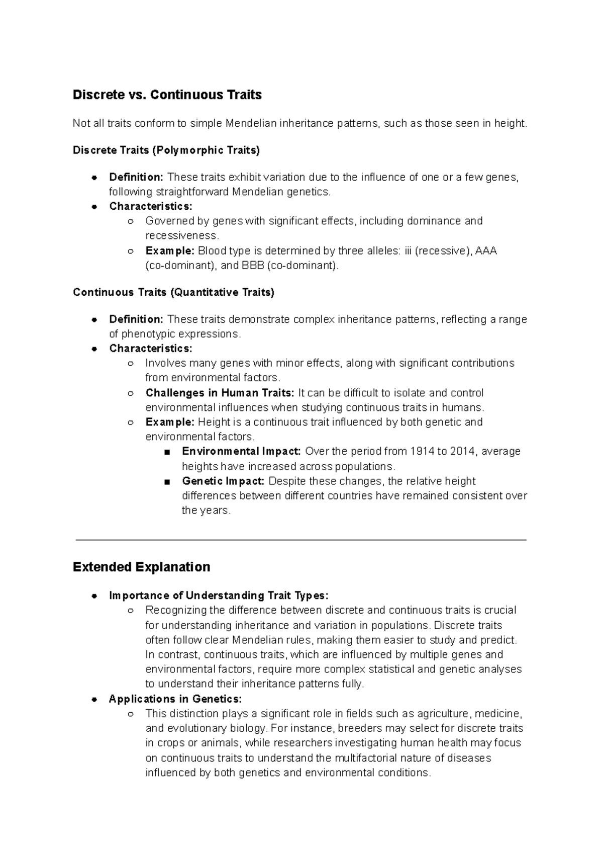 3. Discrete vs. Continuous Traits - Discrete vs. Continuous Traits Not ...