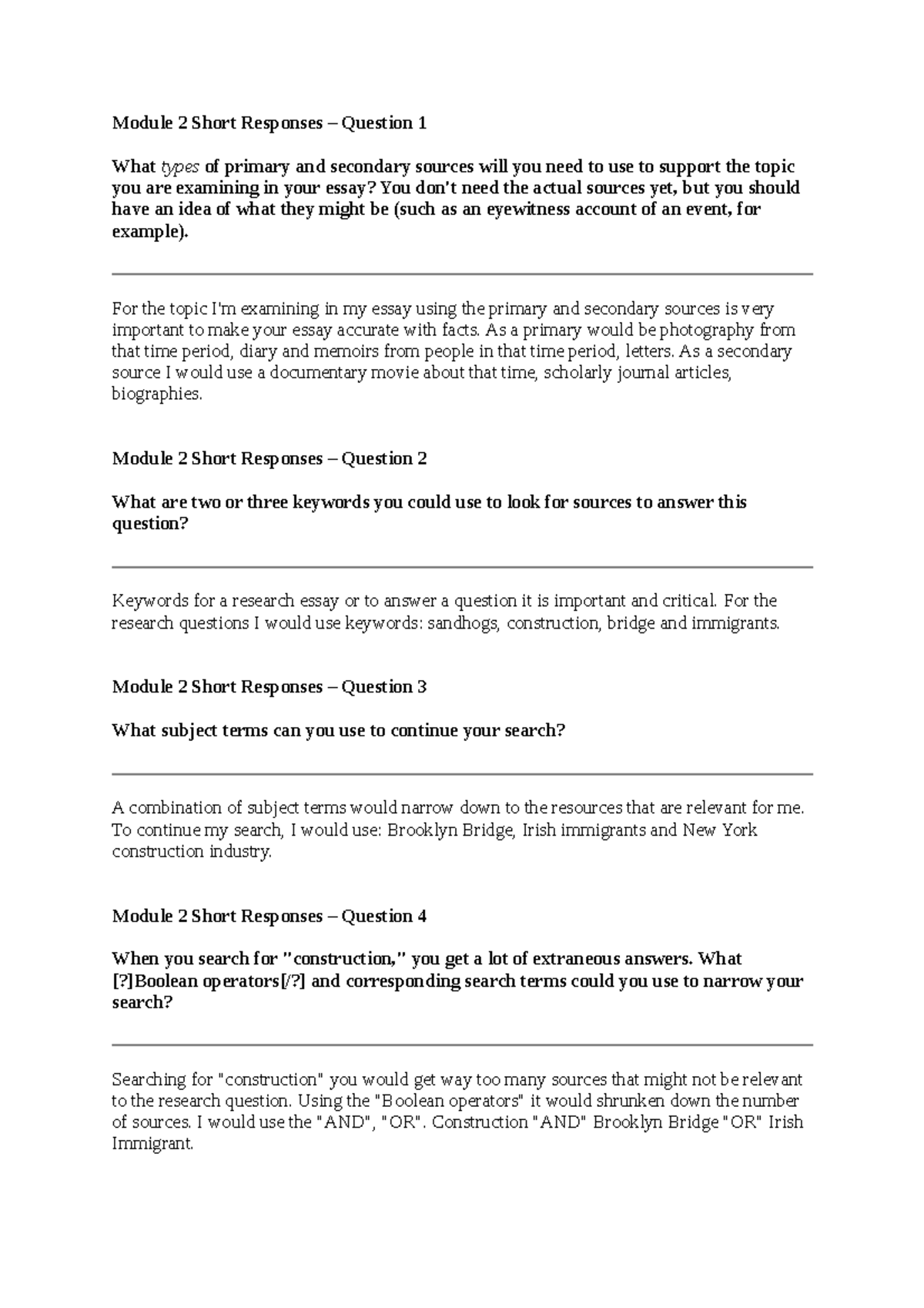 Module 2 Short Response - Module 2 Short Responses – Question 1 What ...