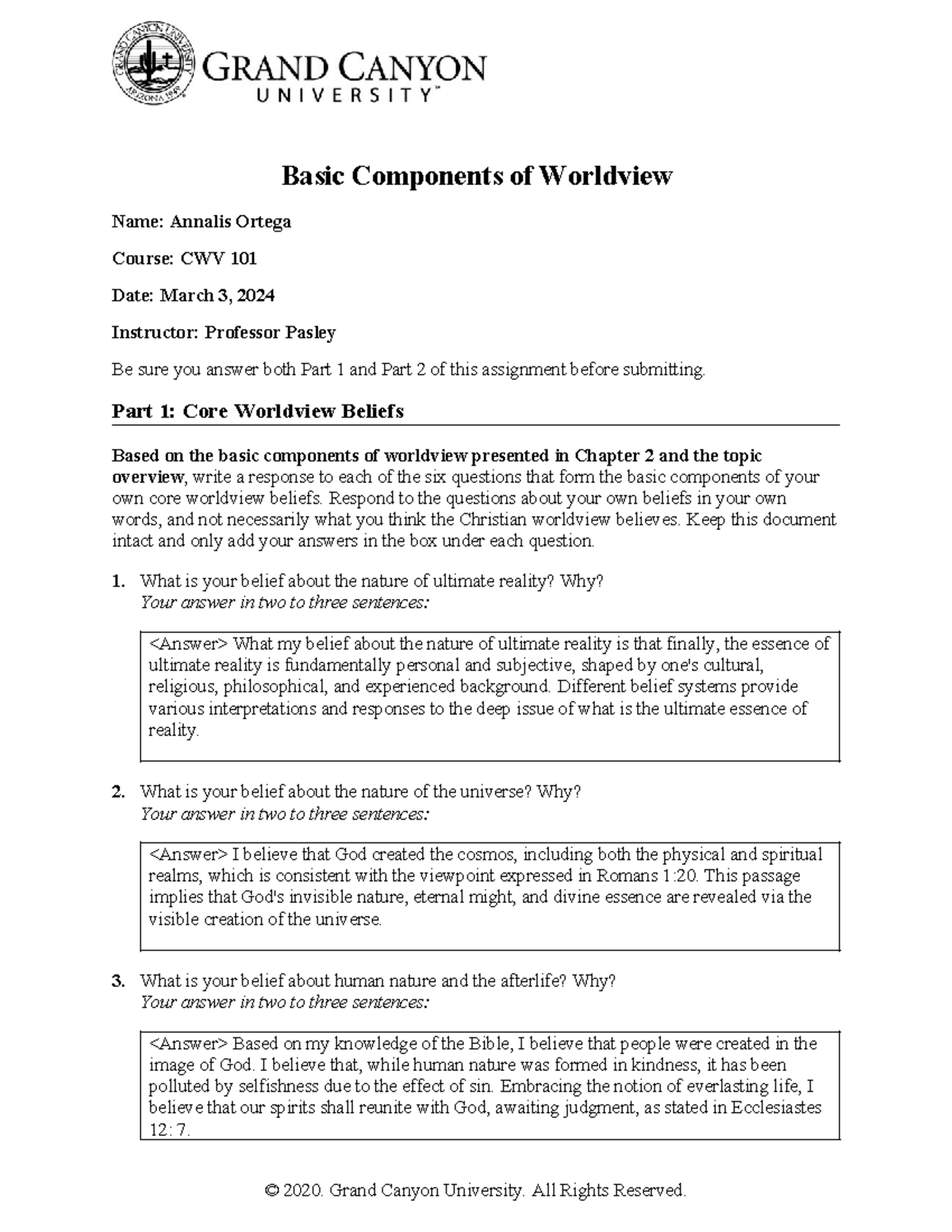 CWV 101 301 RS T1Basic Components Of Worldview - Basic Components of ...