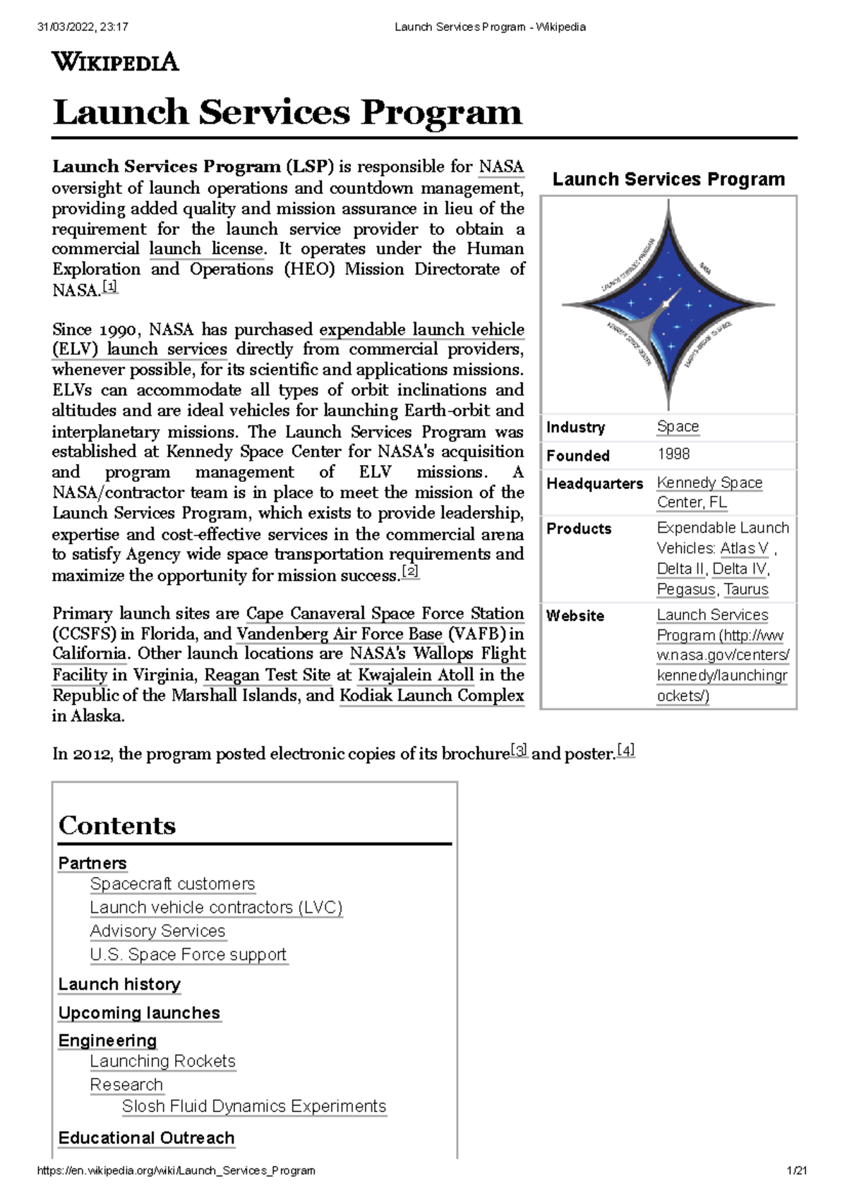 Launch Services Program - Launch Services Program Industry Space ...