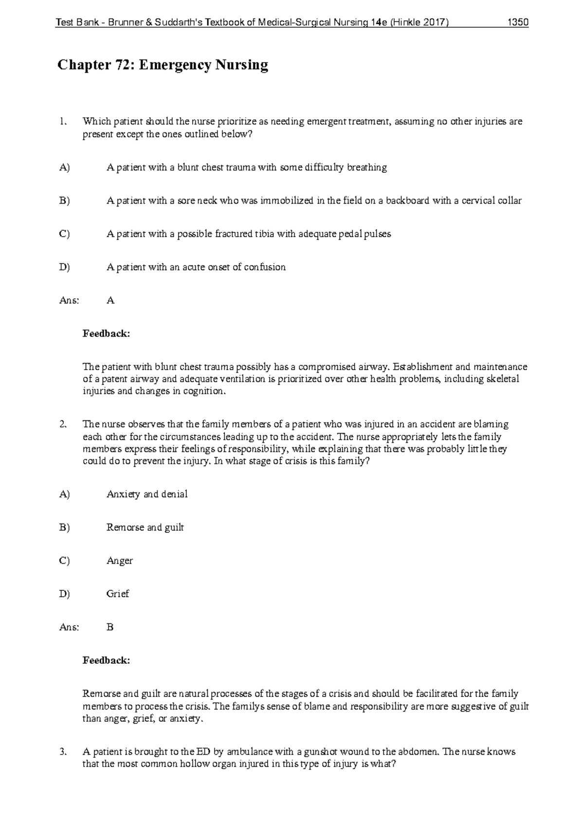 Ch 72 - practice questions for fundamentals of nursing. multiple choice ...