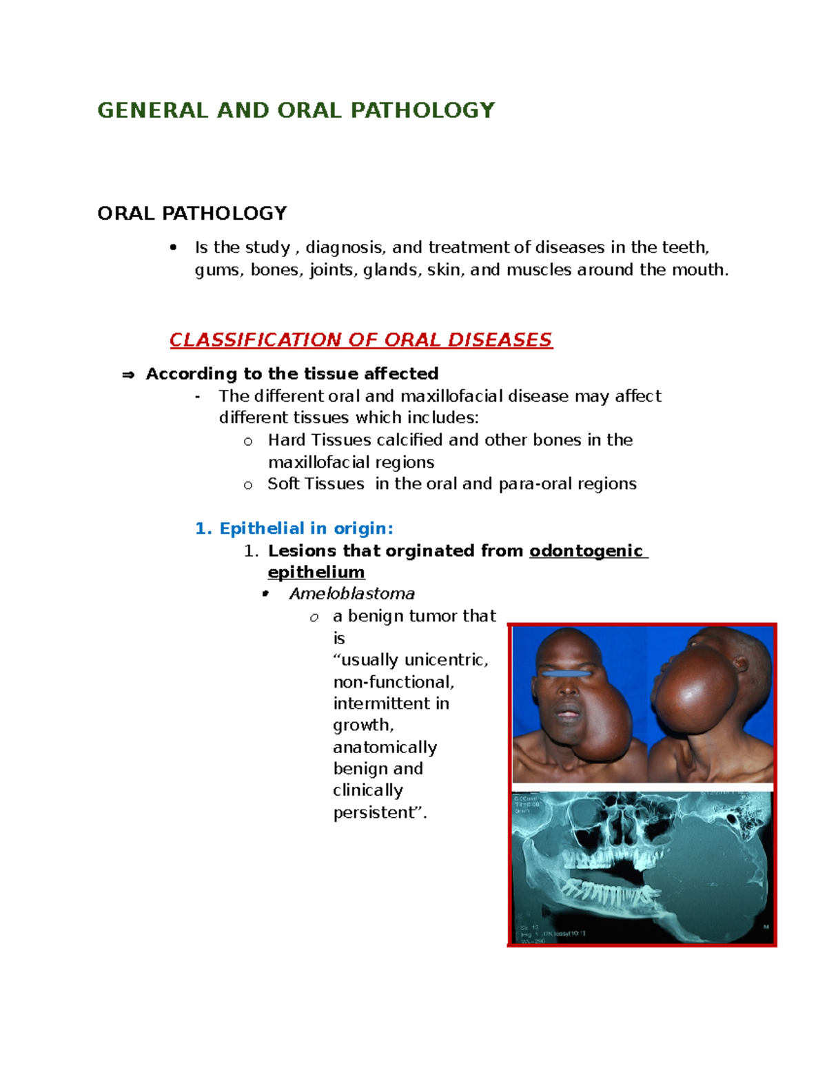 General AND ORAL Pathology notes - GENERAL AND ORAL PATHOLOGY ORAL ...
