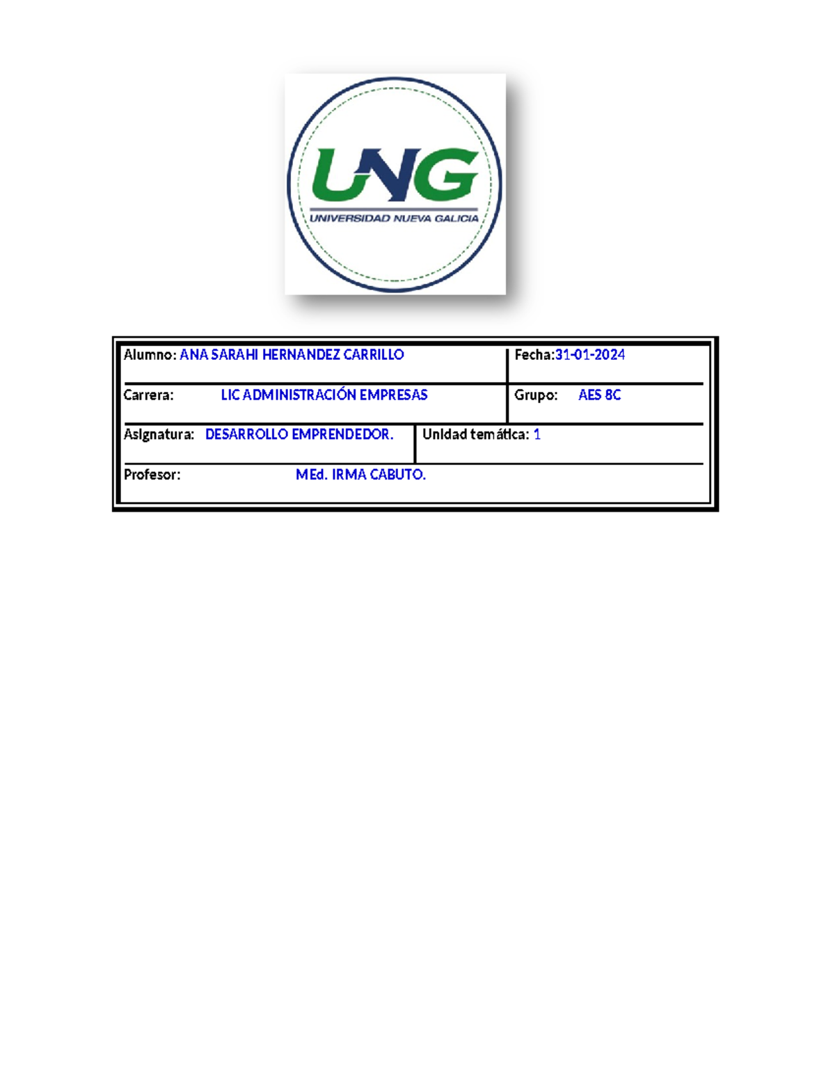 Proyecto Desarrollo Emprendedor maestra irma (Autoguardado) - Alumno ...