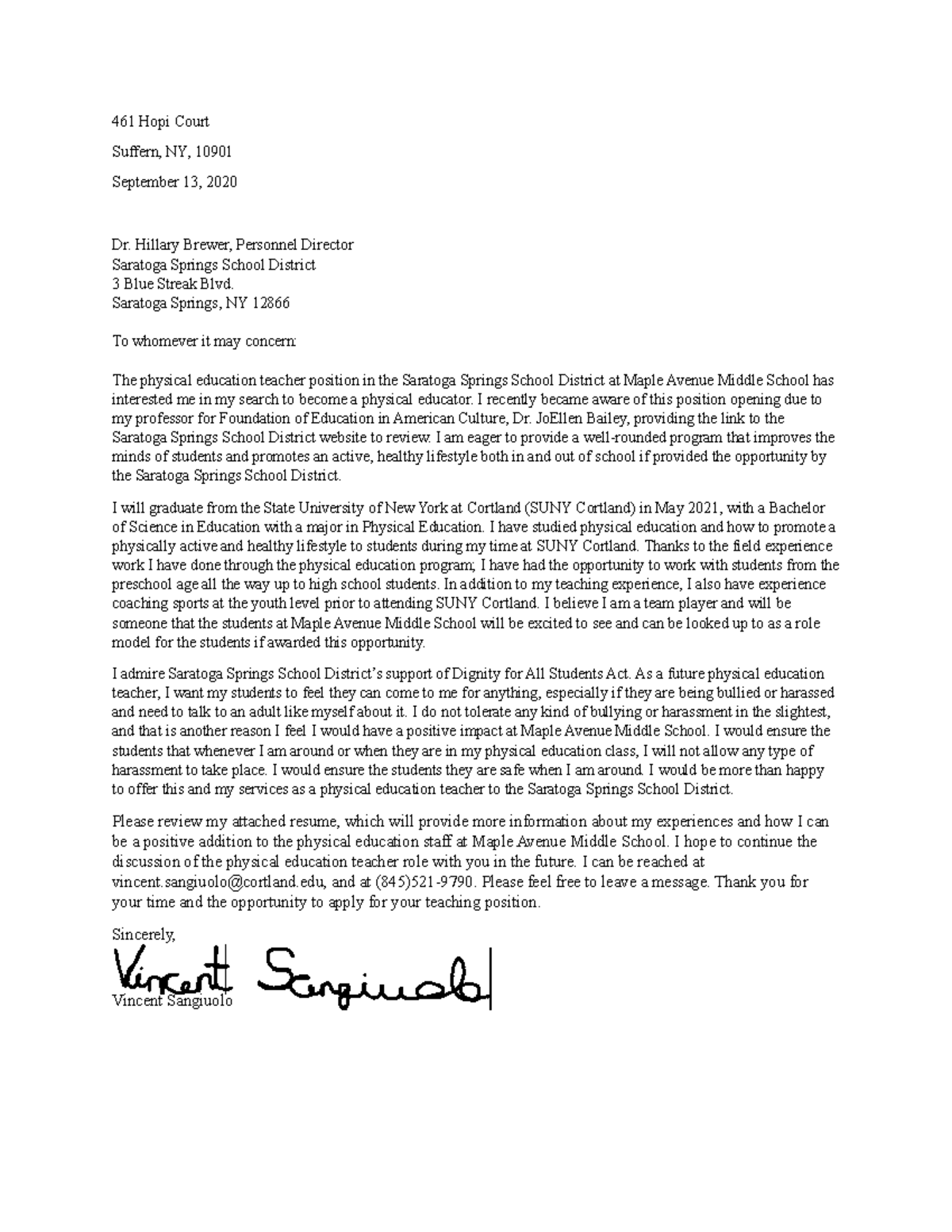 Student teaching subbing cover letter - 461 Hopi Court Suffern, NY ...