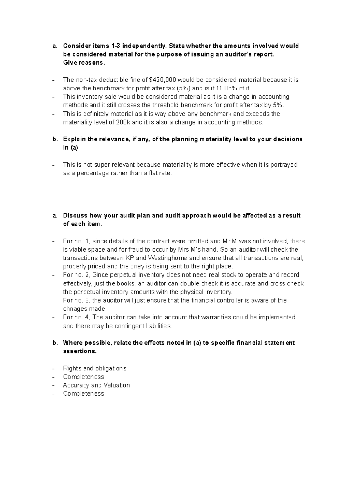 Tutorial 5 written answers - a. Consider items 1-3 independently. State ...