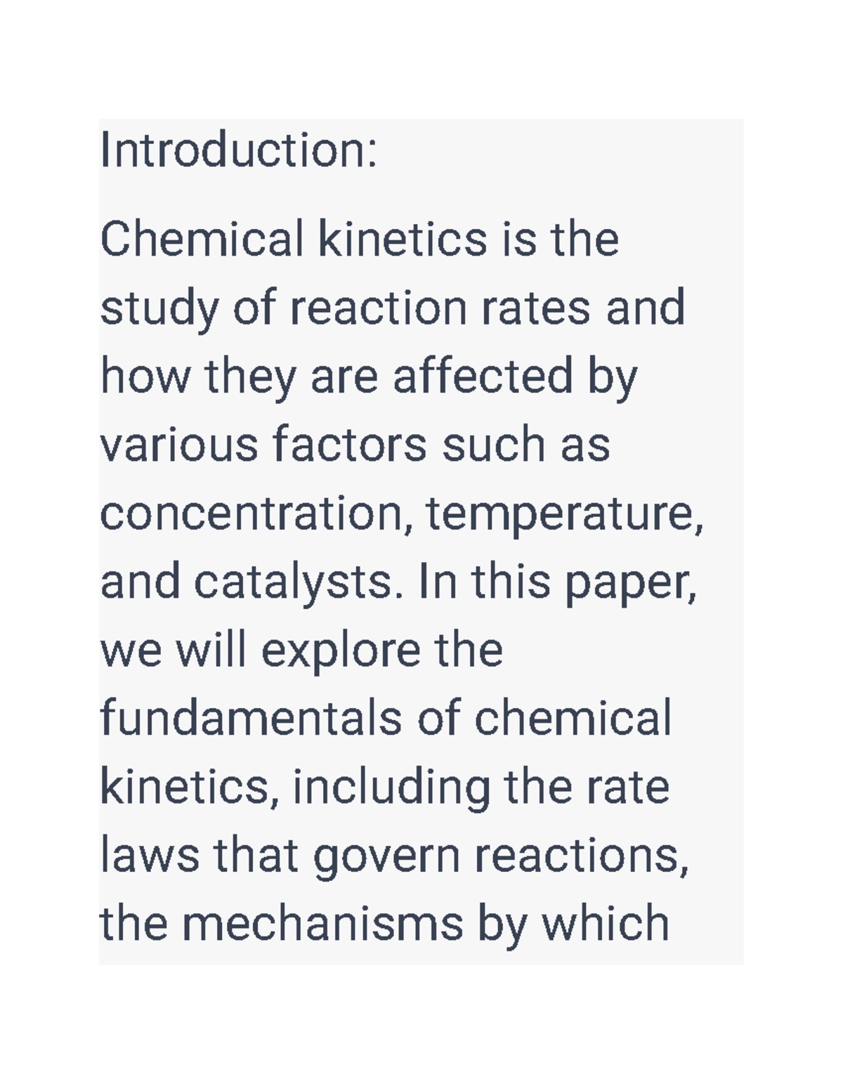 Chemical Kinetics The Study of Reaction Rates - Introduction: Chemical ...