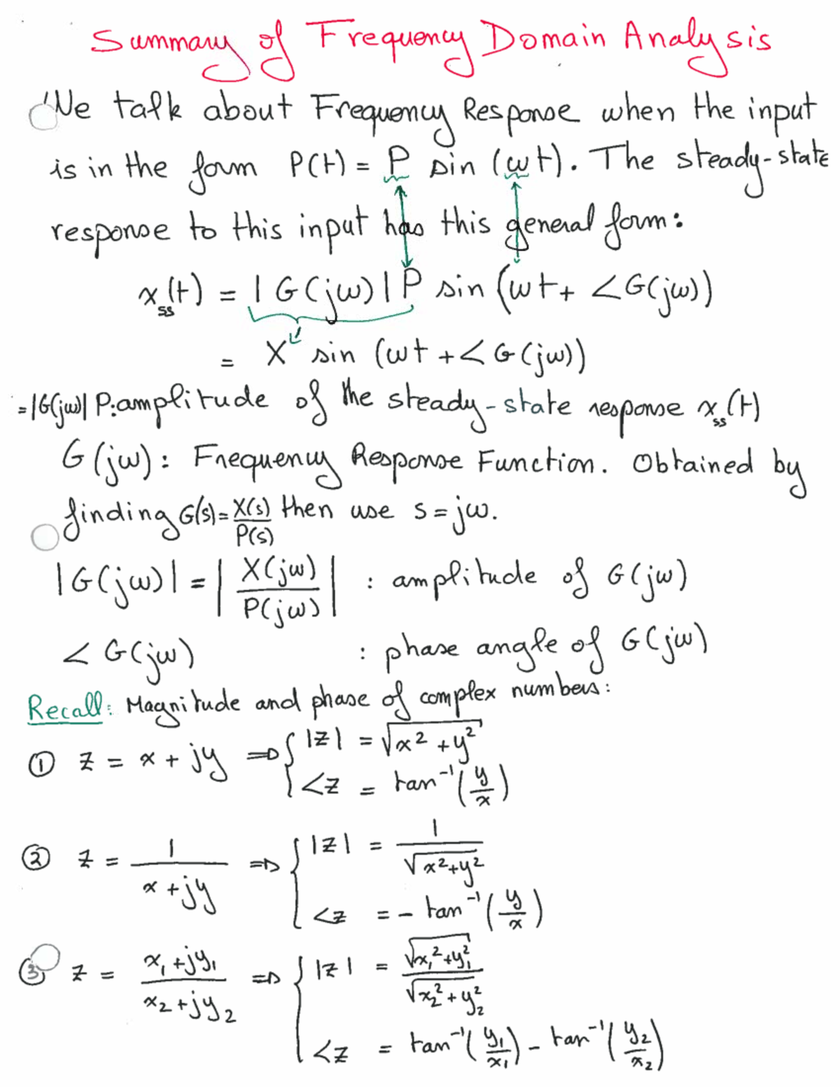 Frequency Domain Analysis rev notes Without DVA - MECE 3338 - Studocu
