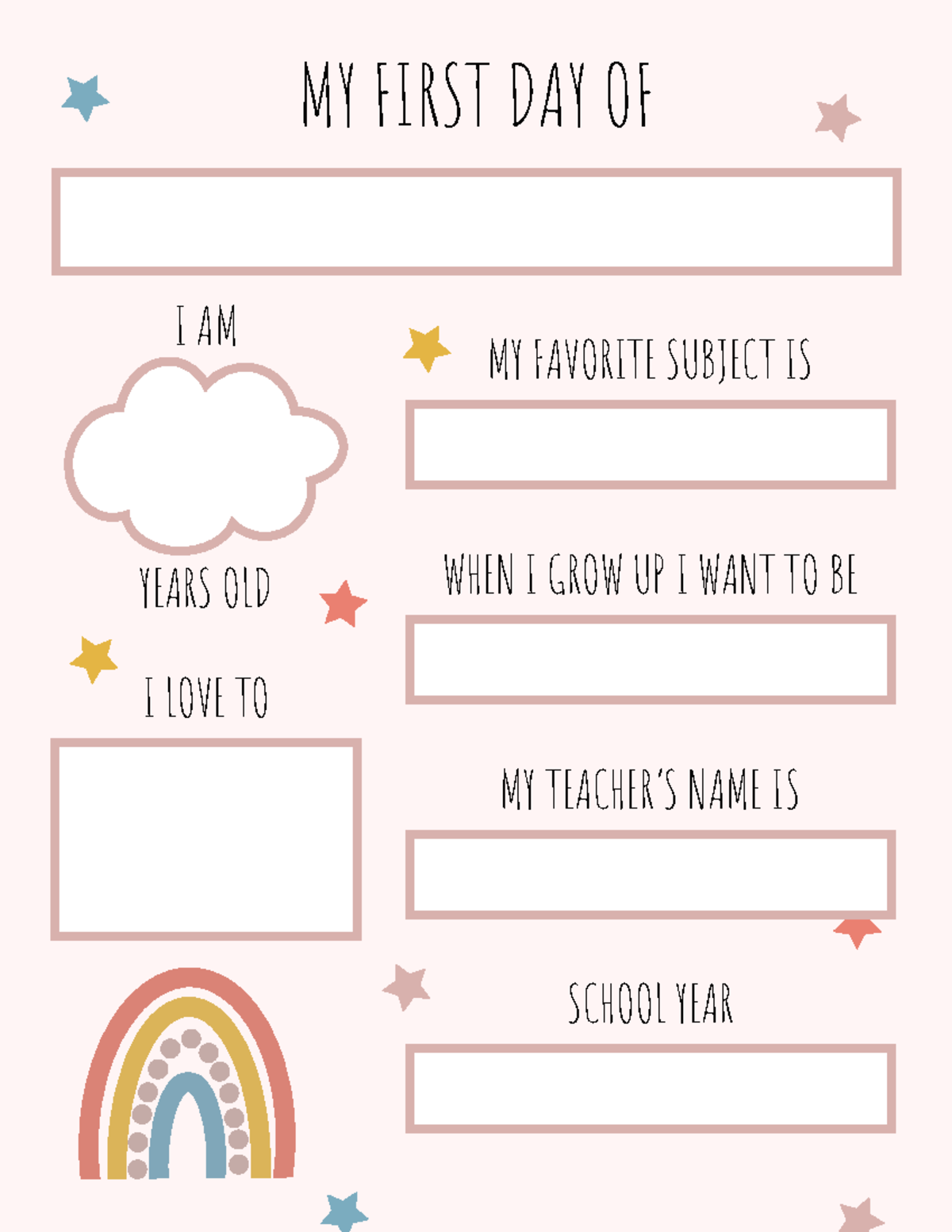 Printable-First-Day-of-School-Sign-Set-33 Editable - MY FIRST DAY OF I ...