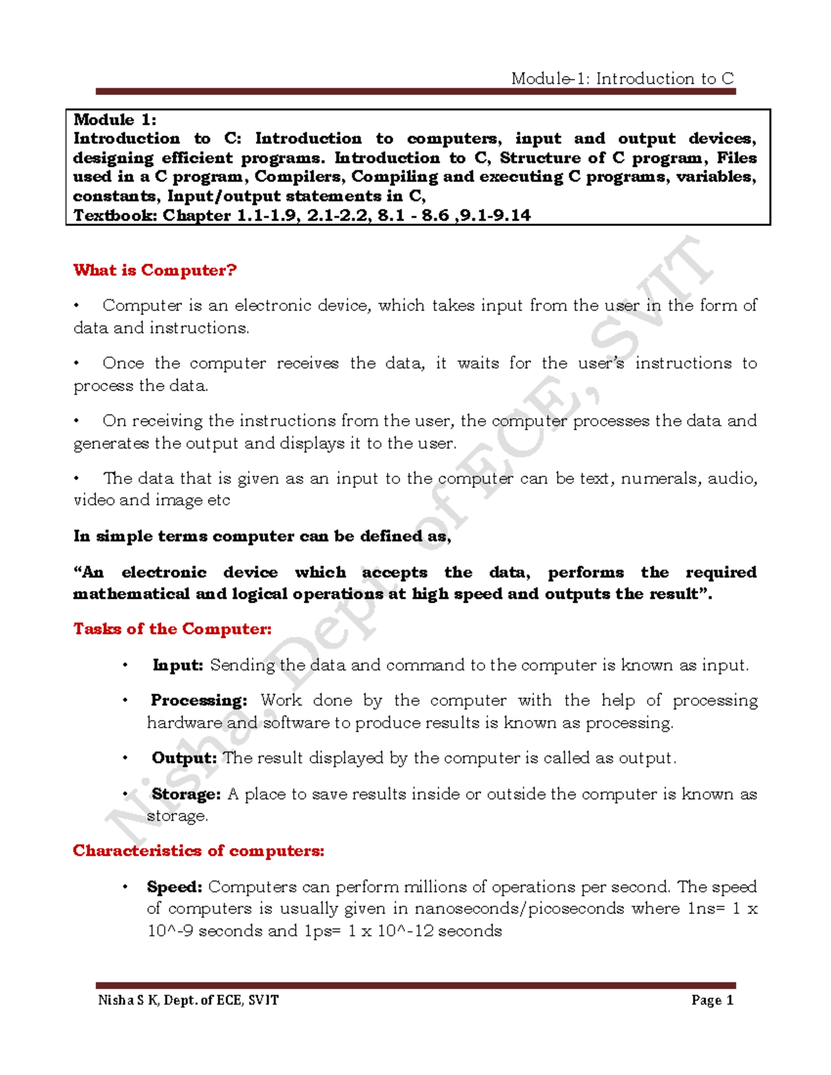 Pop Module 1 Notes 1 Notes Of Module 1 Of Pop Module 1 Introduction To C Introduction To
