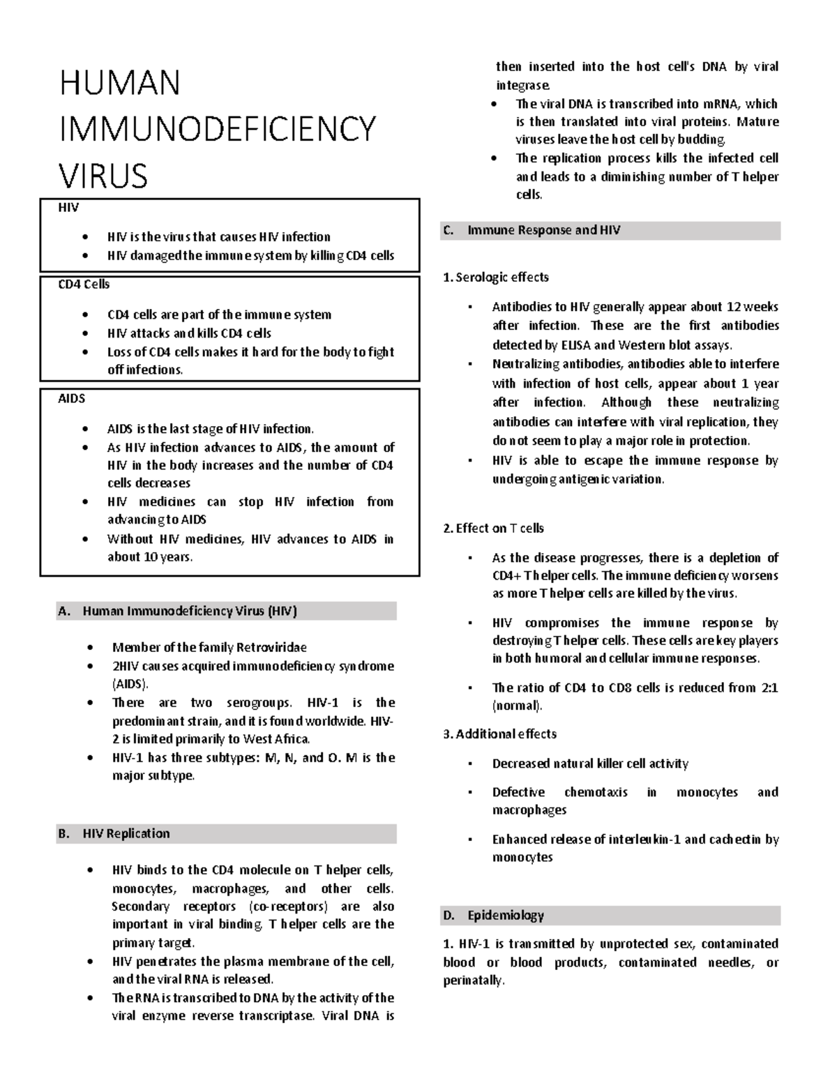 Human Immunodeficiency Virus - HUMAN IMMUNODEFICIENCY VIRUS HIV HIV is ...