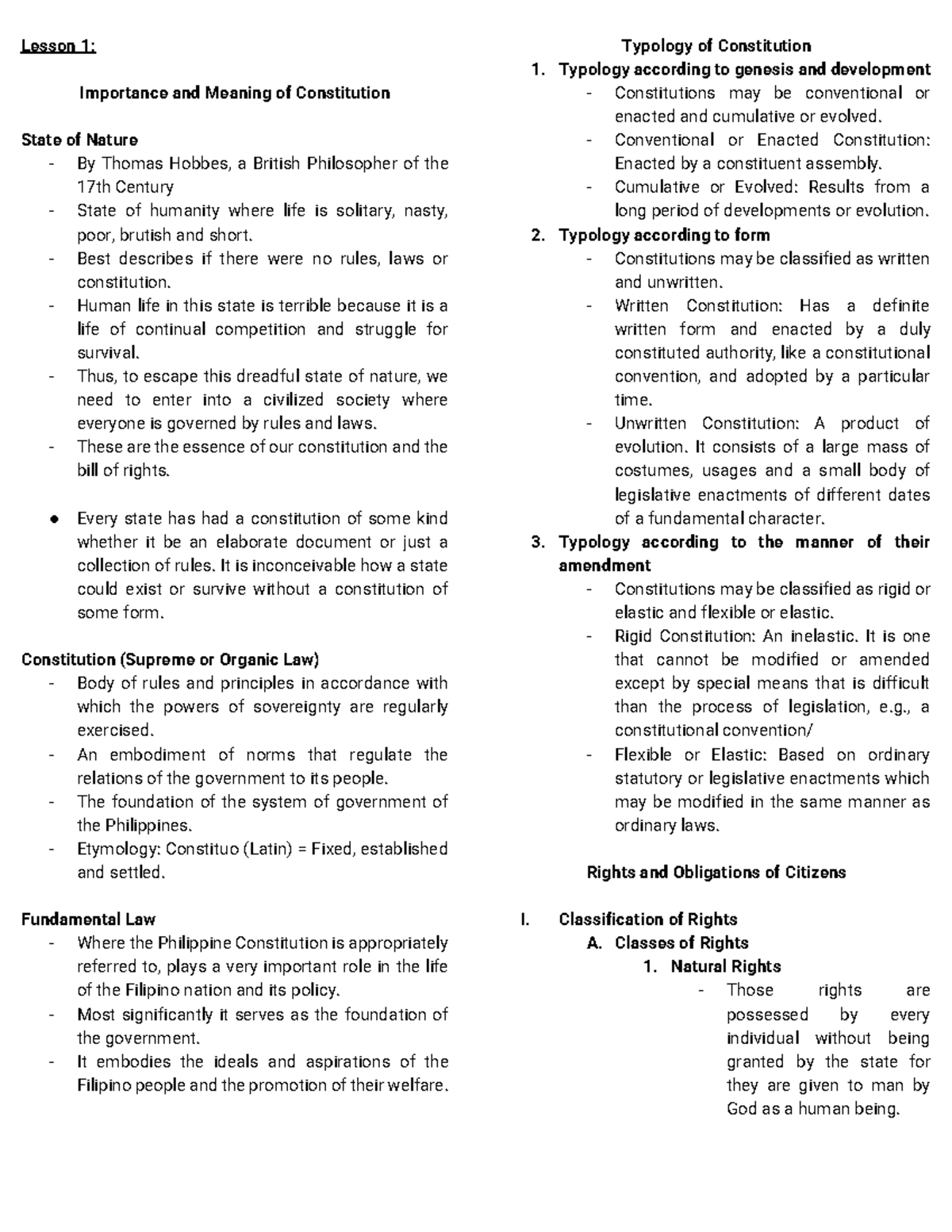 Importance and Meaning of Constitution - Lesson 1: Importance and ...