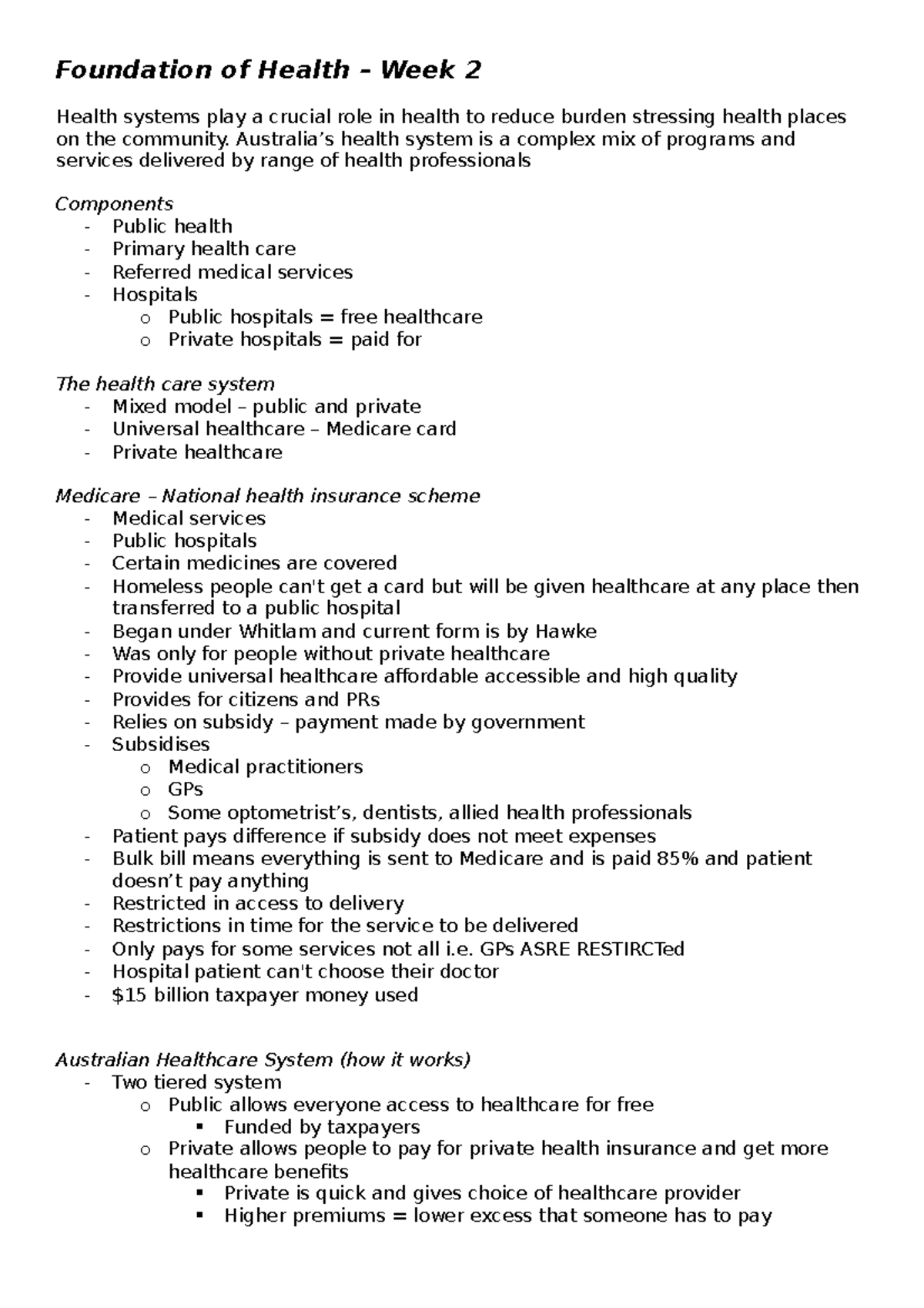 Foundation of Health - Week 2 - Foundation of Health – Week 2 Health ...