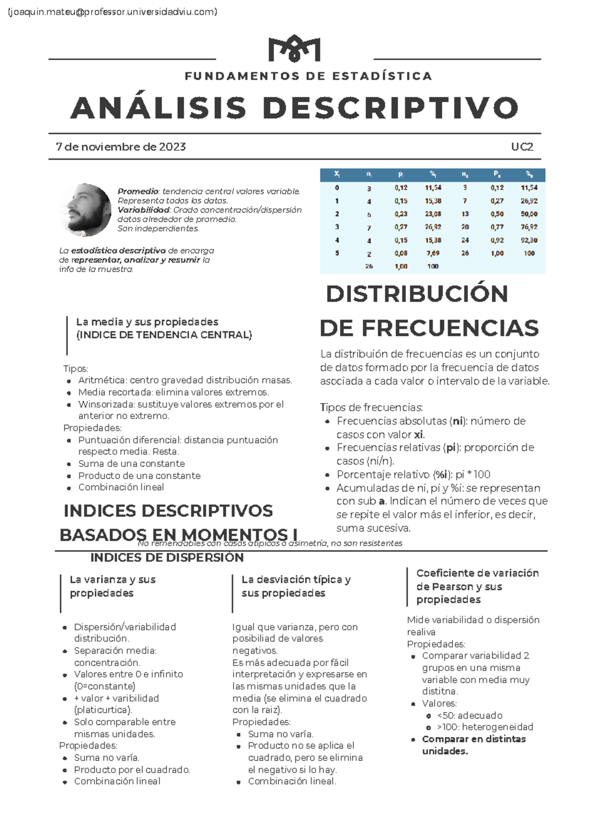 UC2 - Resumen Fundamentos de estadístiva - A N Á L I S I S D E S C R I P T I V O F U N D A M E N ...