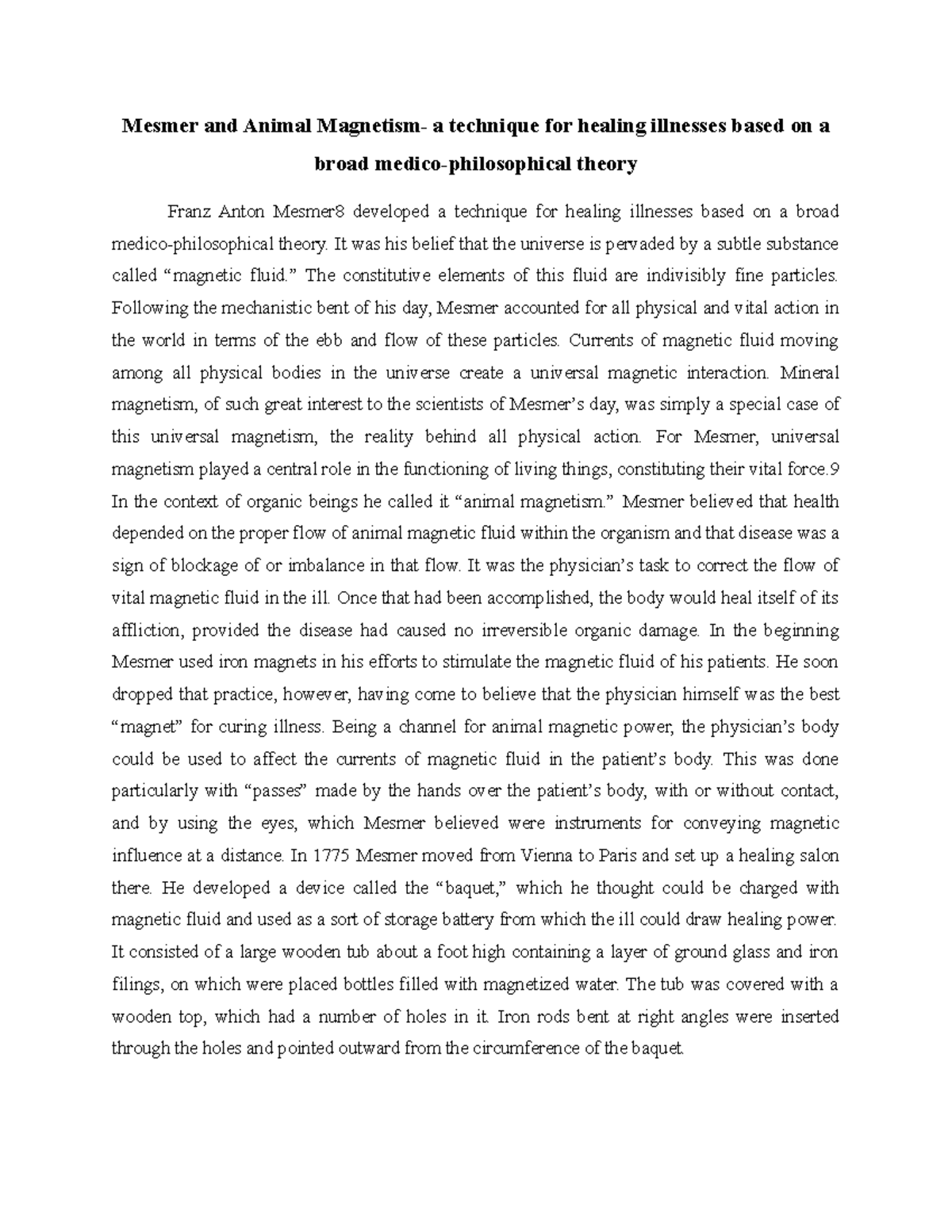 Magnetismo Animal Mesmer