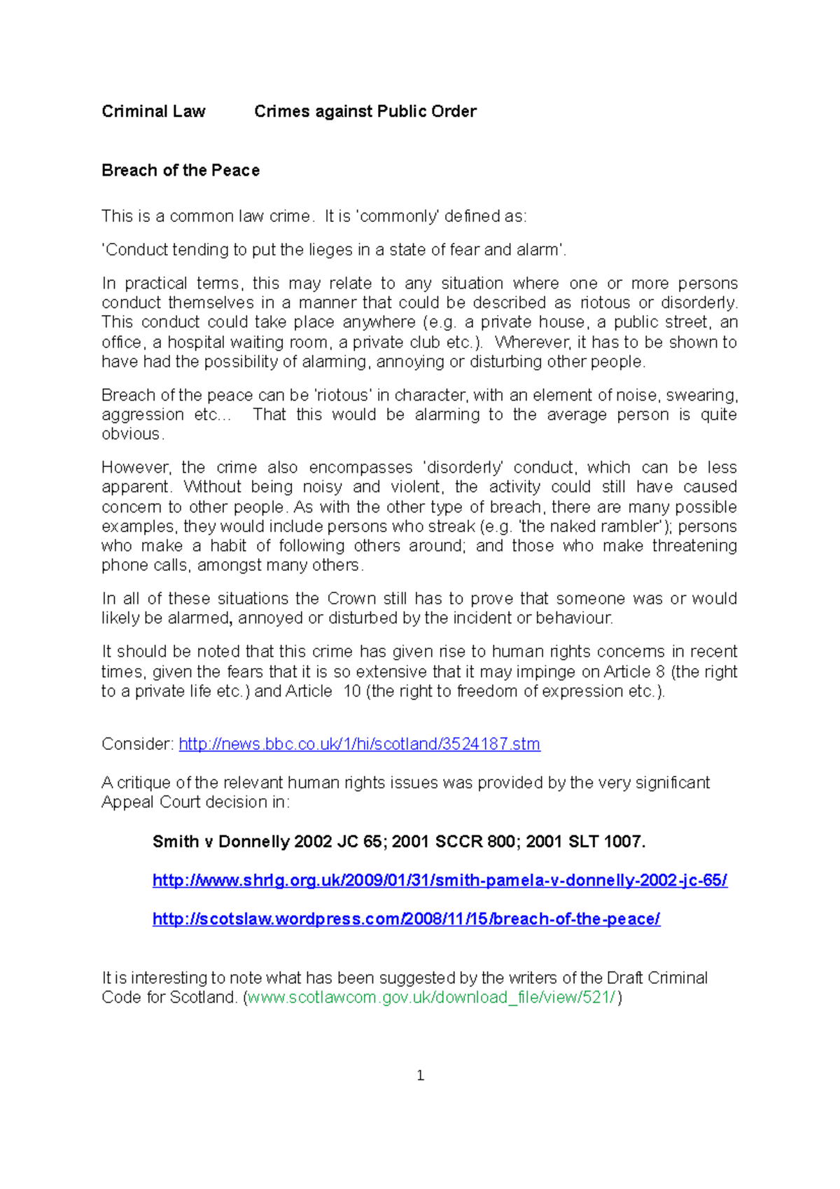 Crimes against Public Order Handout - Criminal Law Crimes against ...