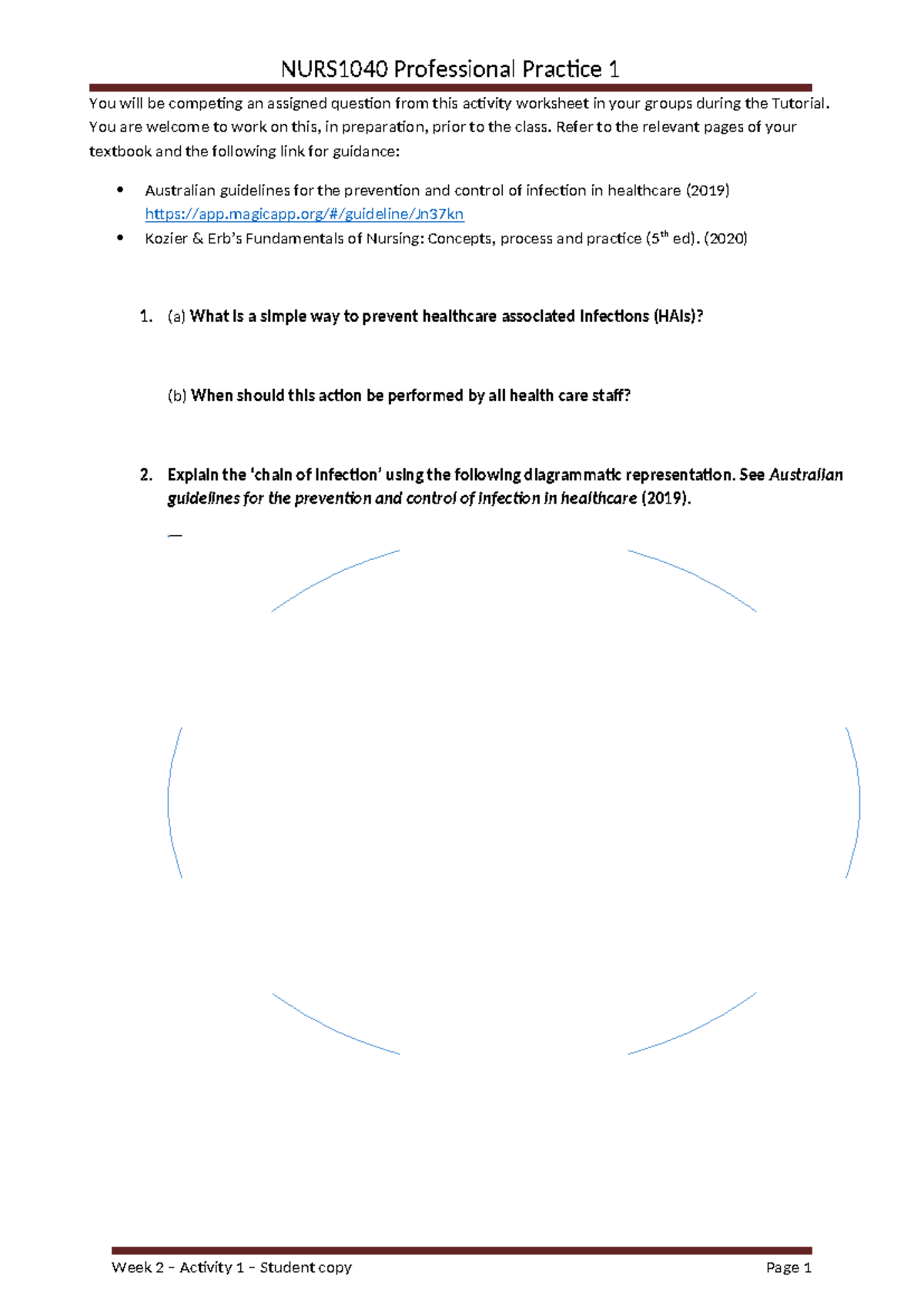 NURS1040 Tutorial Week 2 In Tutorial Activity Sheet - NURS1040 ...