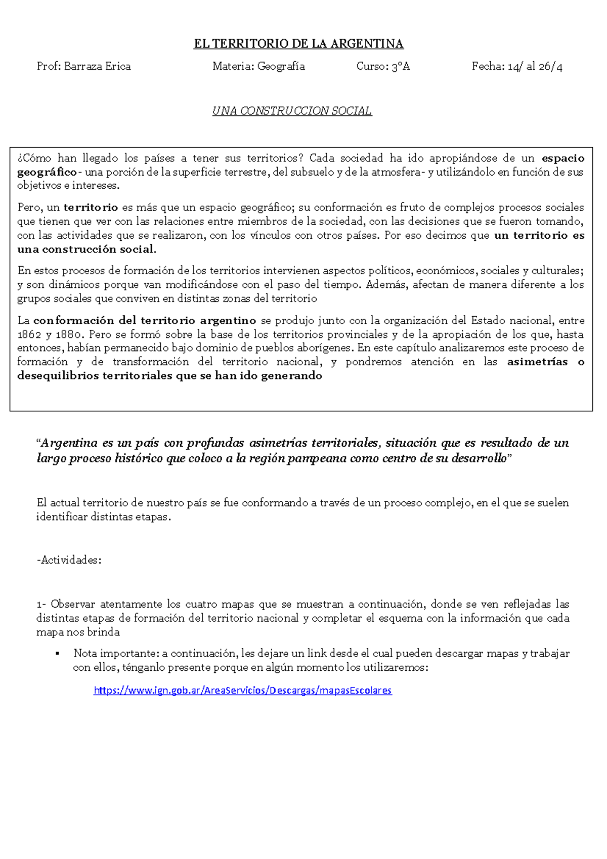 Almeyra nahiara geografia - EL TERRITORIO DE LA ARGENTINA Prof: Barraza ...