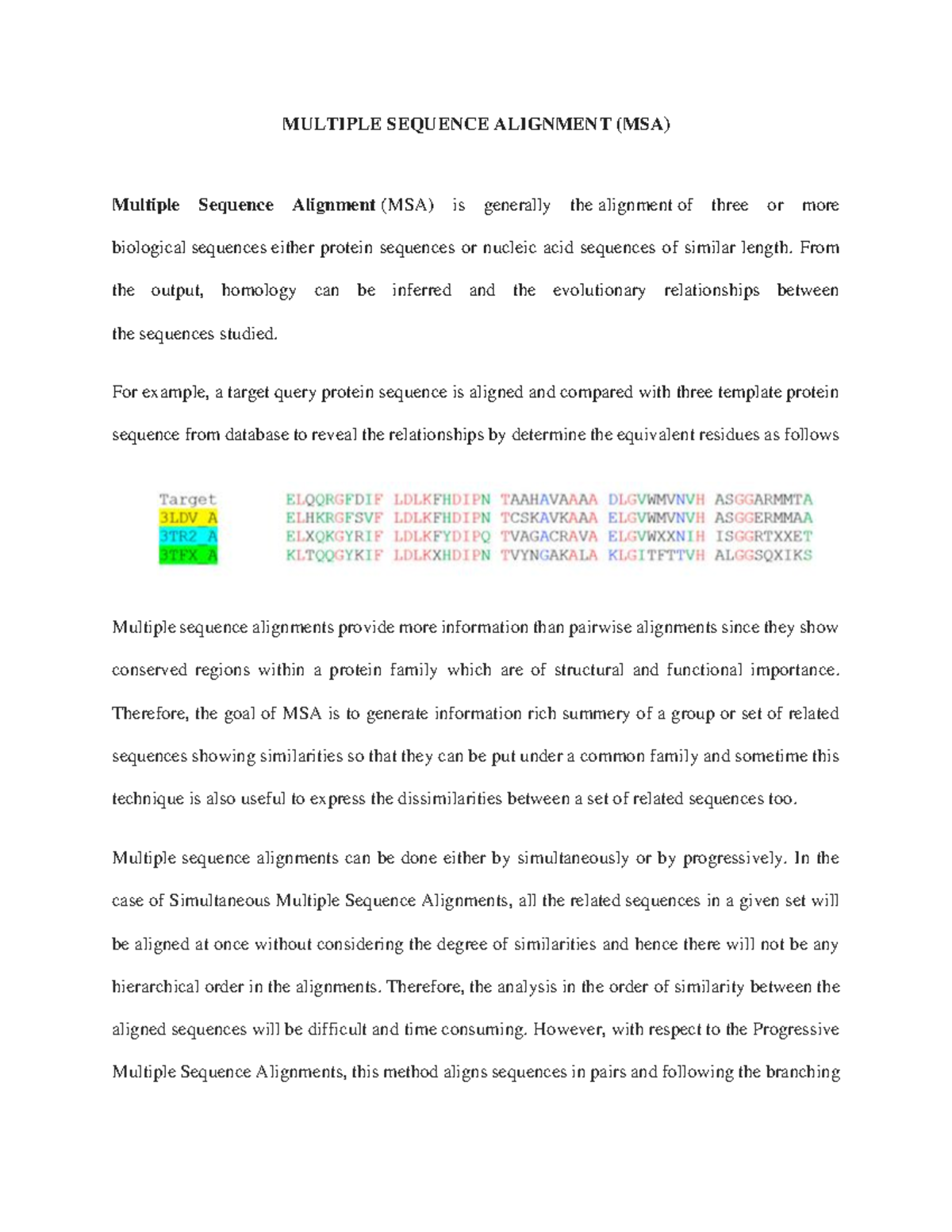 Multiple Seq Alignment Multiple Sequence Alignment Msa Multiple Sequence Alignment Msa Is