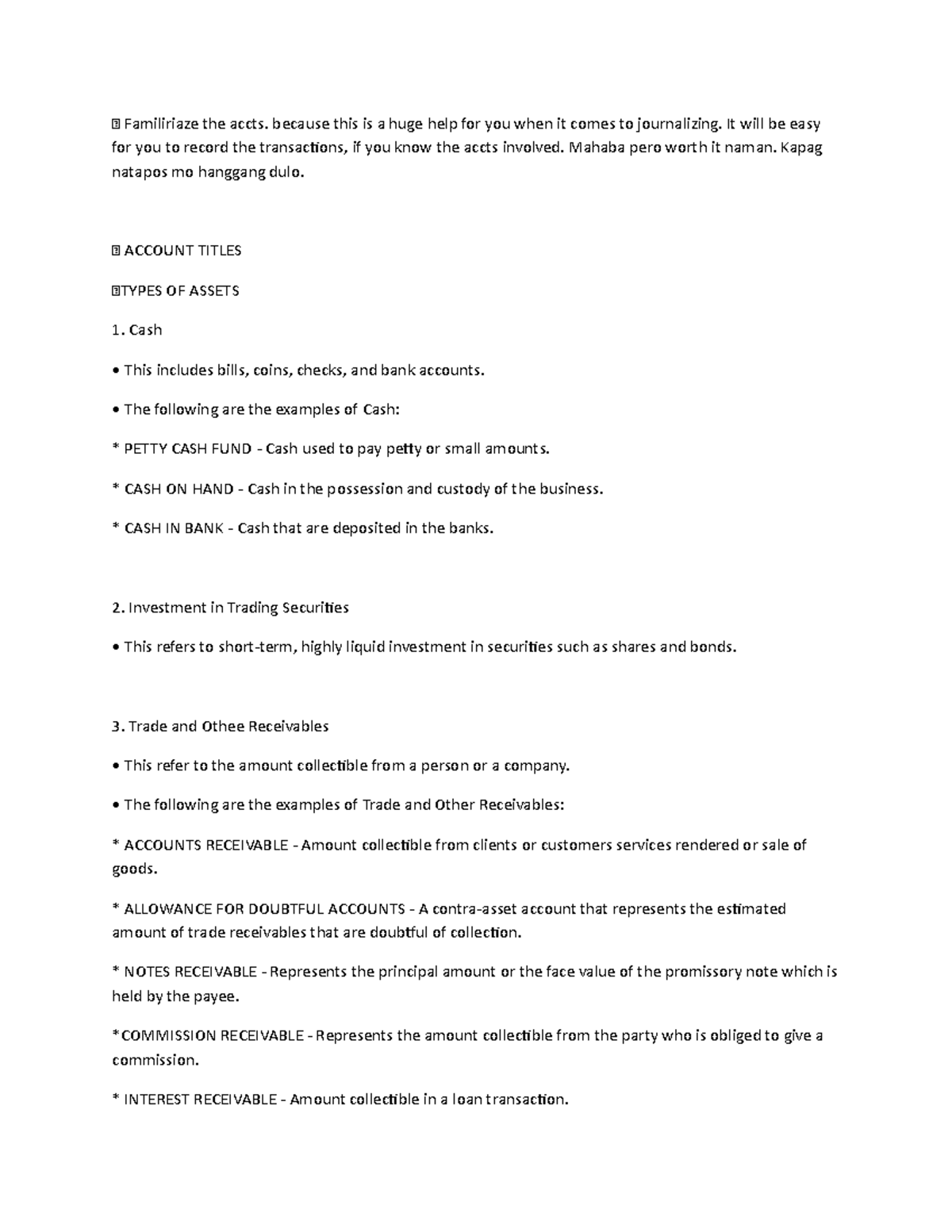 Account titles - FUNDAMENTAL OF ACCOUNTANCY, BUSINESS AND MANAGEMENT ...