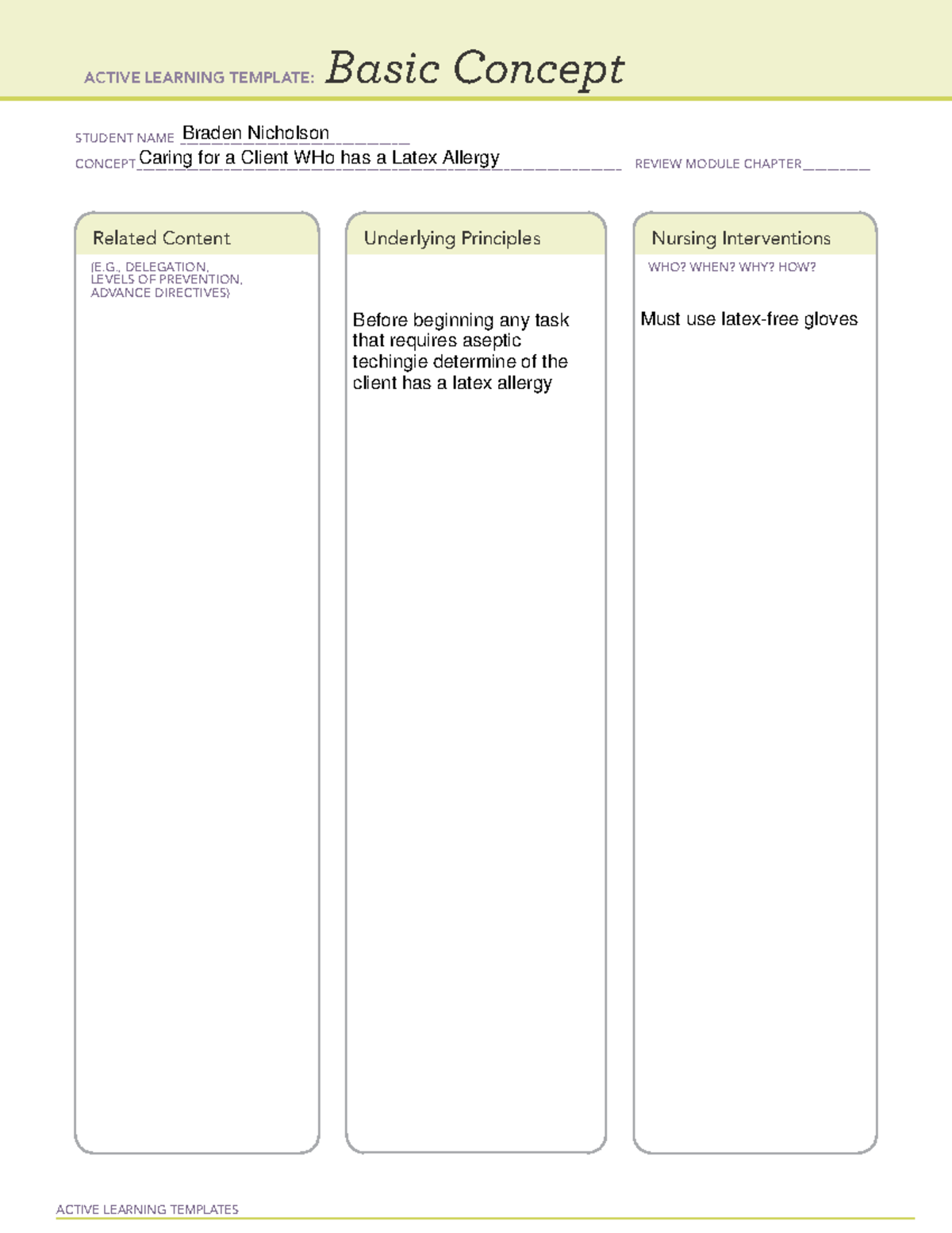 Caring for a Client WHo has a Latex Allergy - NURS 220 - ACTIVE ...