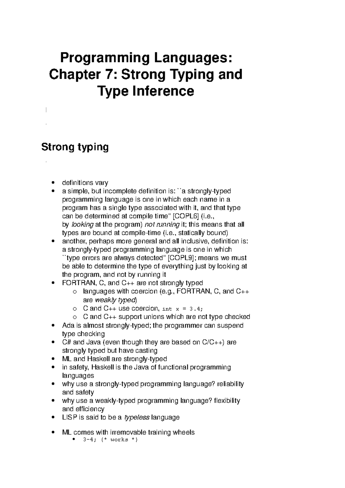2014-2015 Lecture Notes 7 - Strong Typing and Type Inference ...