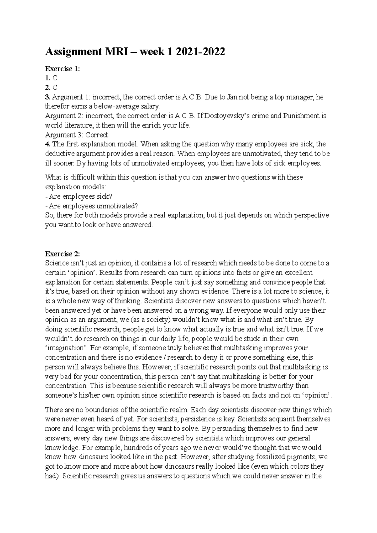 MRI assignment 1 - Opdracht 1 - Assignment MRI – week 1 2021- Exercise 1: C C Argument 1 ...