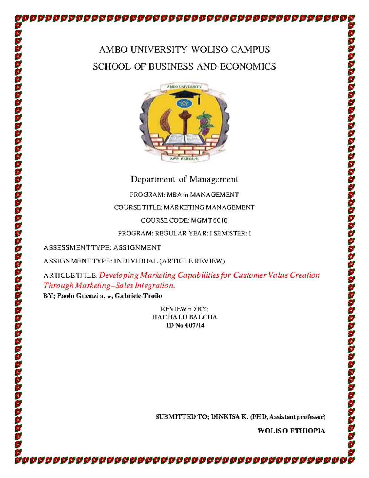 Pdf - good - AMBO UNIVERSITY WOLISO CAMPUS SCHOOL OF BUSINESS AND ...