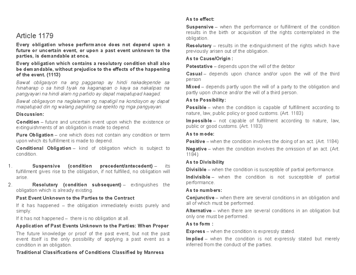 Article 1179 - Summaries on rfbt 3 and ent a subjects. - Article 1179 ...