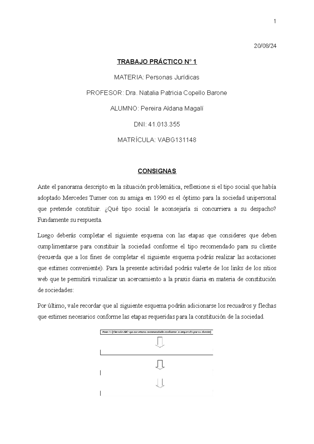 Trabajo Práctico N 1 - APROBADO - 20/08/ TRABAJO PRÁCTICO N° 1 MATERIA: Personas Jurídicas ...