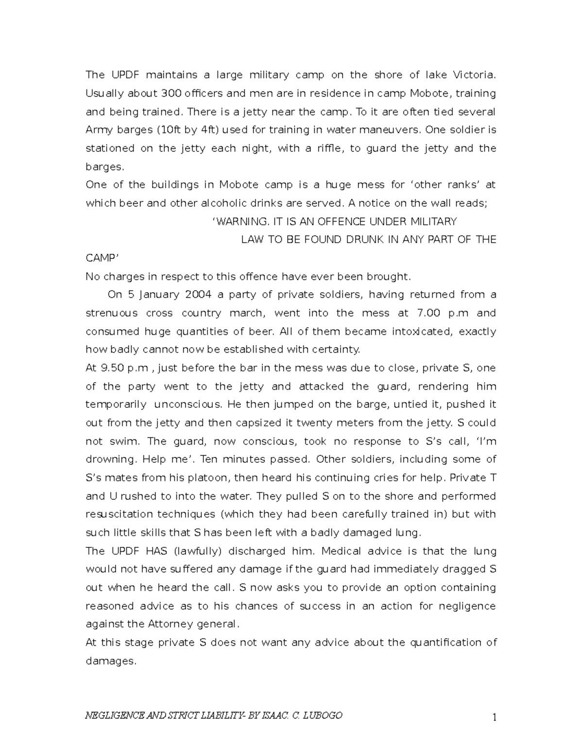 Negligence AND Strict Liability - 2ND Semester 2004 - The UPDF ...