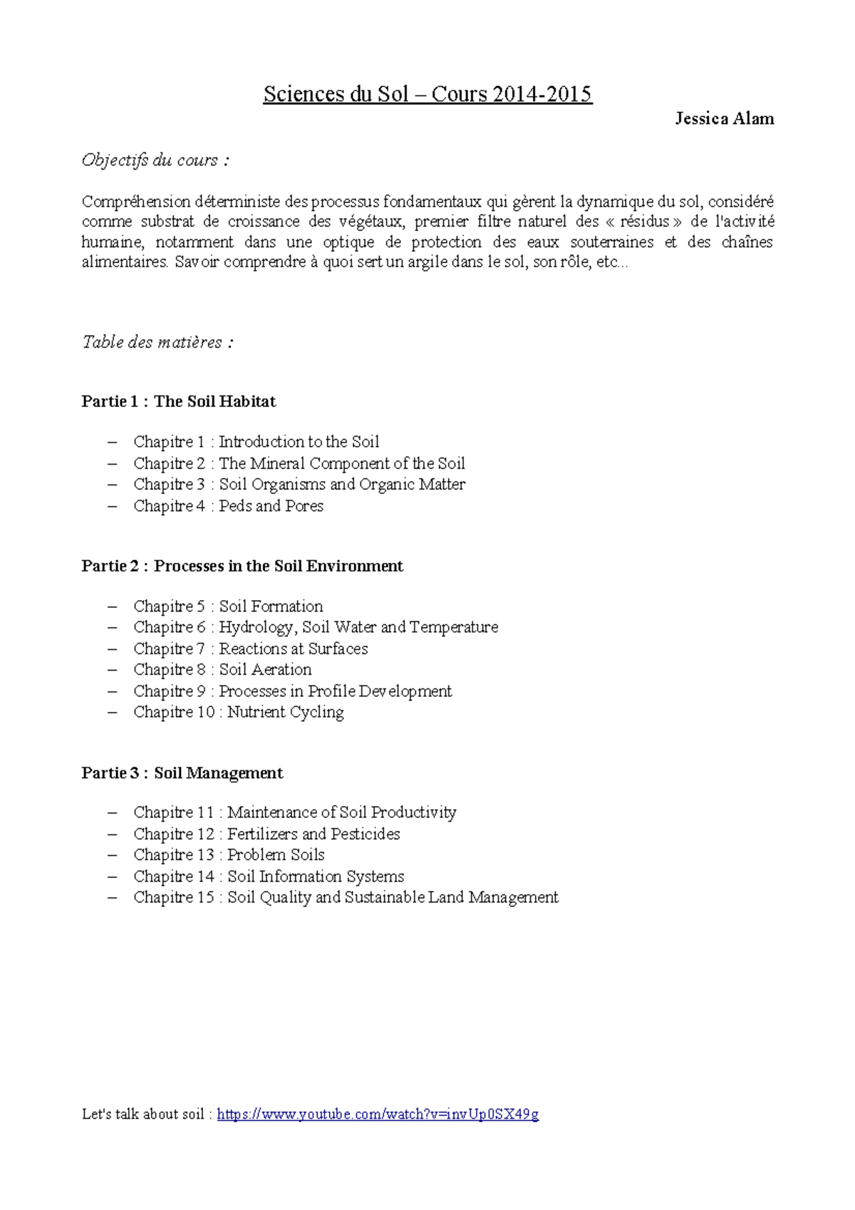 Synthèse (à imprimer) - Résumé Sciences du sol - Sciences du Sol ...