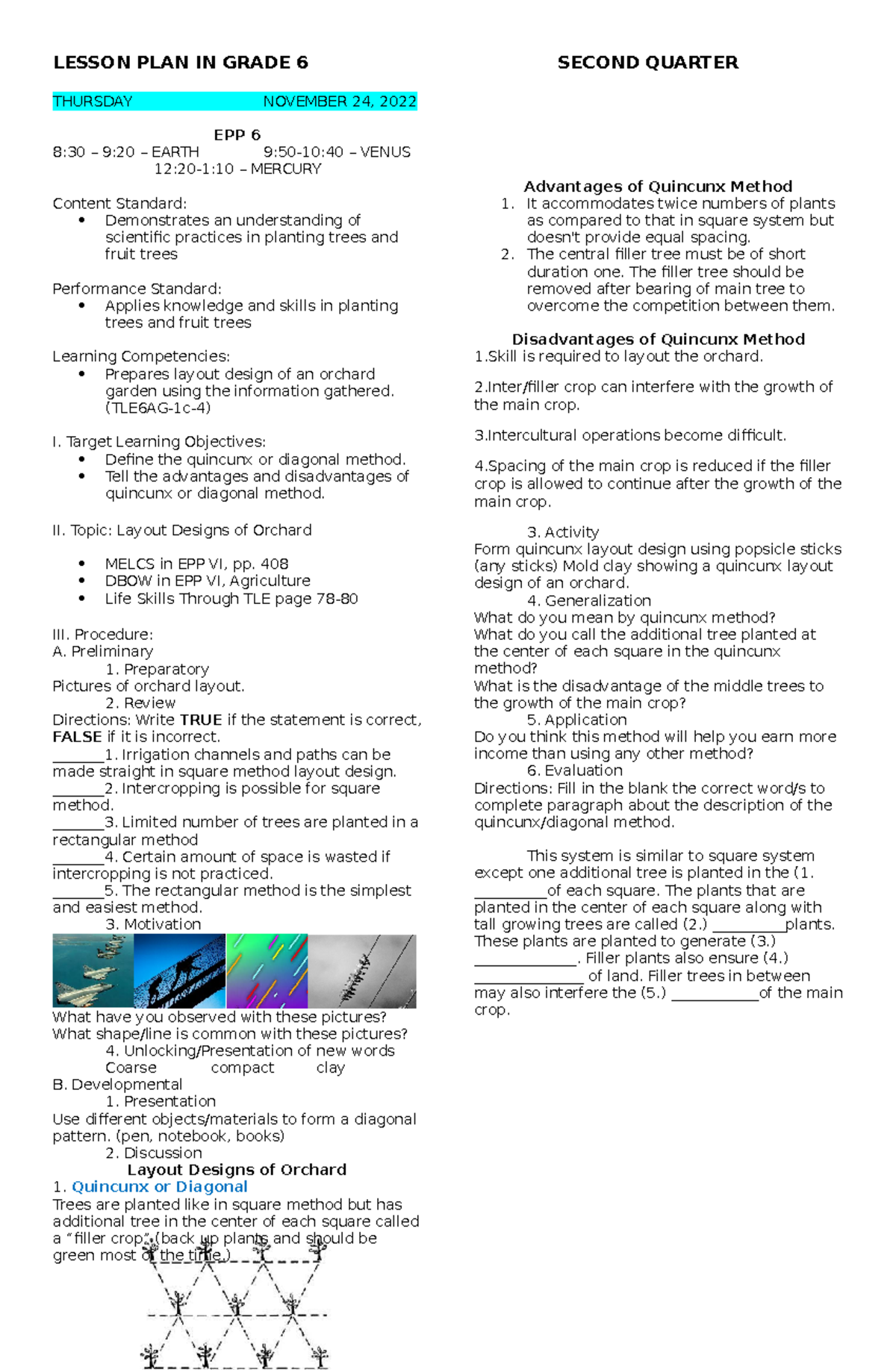 EPP 6 - WEEK 3 -DAY 4- 2nd Quarter - LESSON PLAN IN GRADE 6 SECOND ...