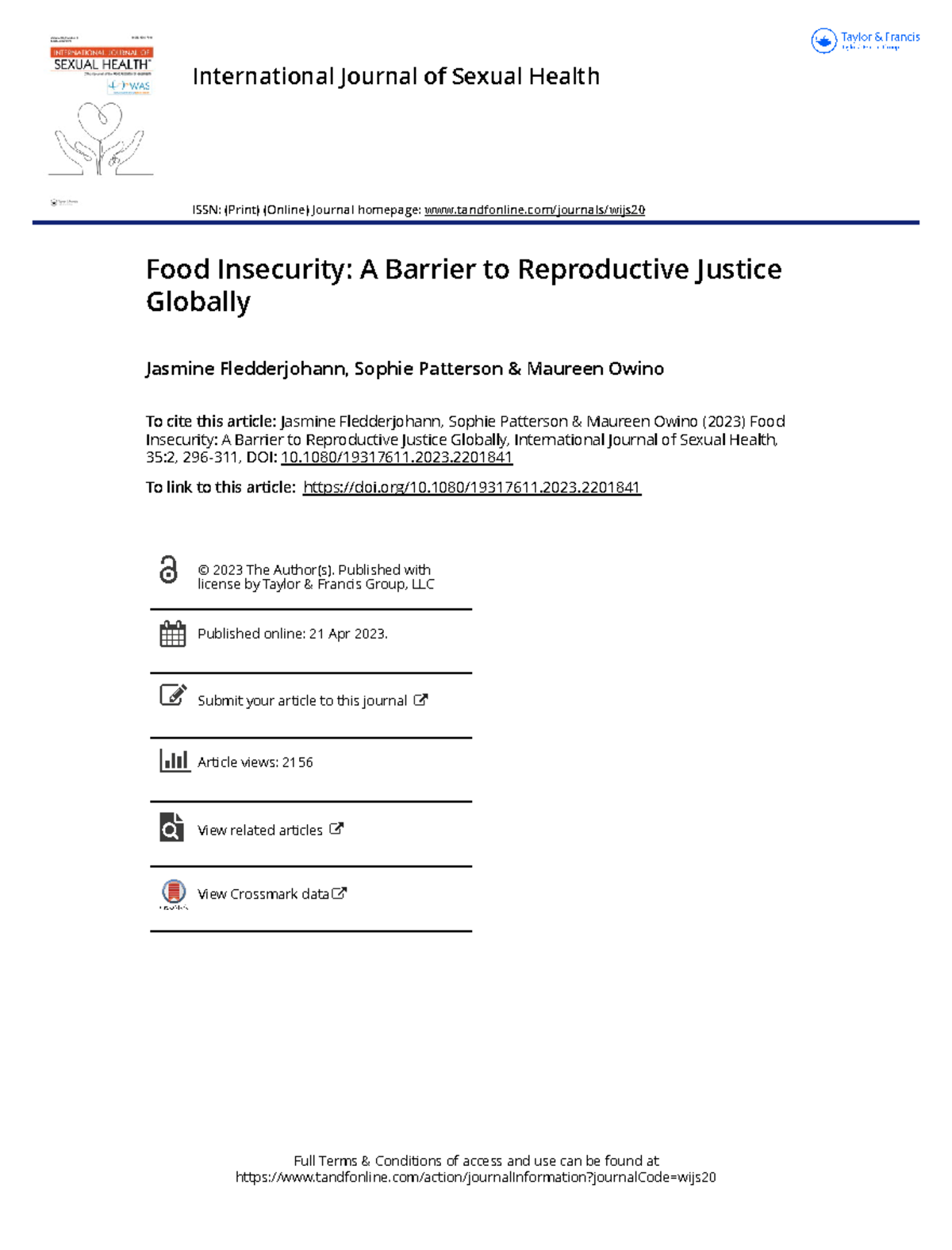 Food Insecurity A Barrier to Reproductive Justice Globally - 1080/ ...
