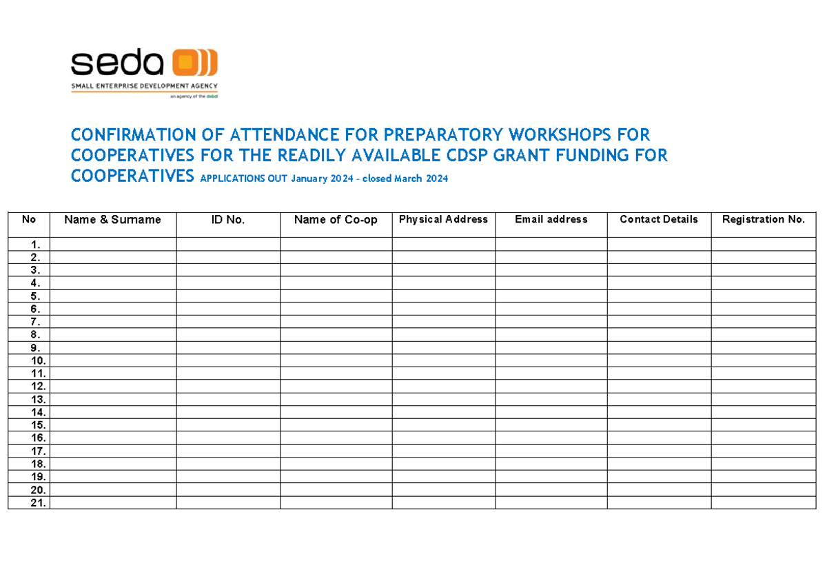 Confirmation of Attendance - CDSP Preparatory Workshops - Open January - Closed March 2023 - Studocu