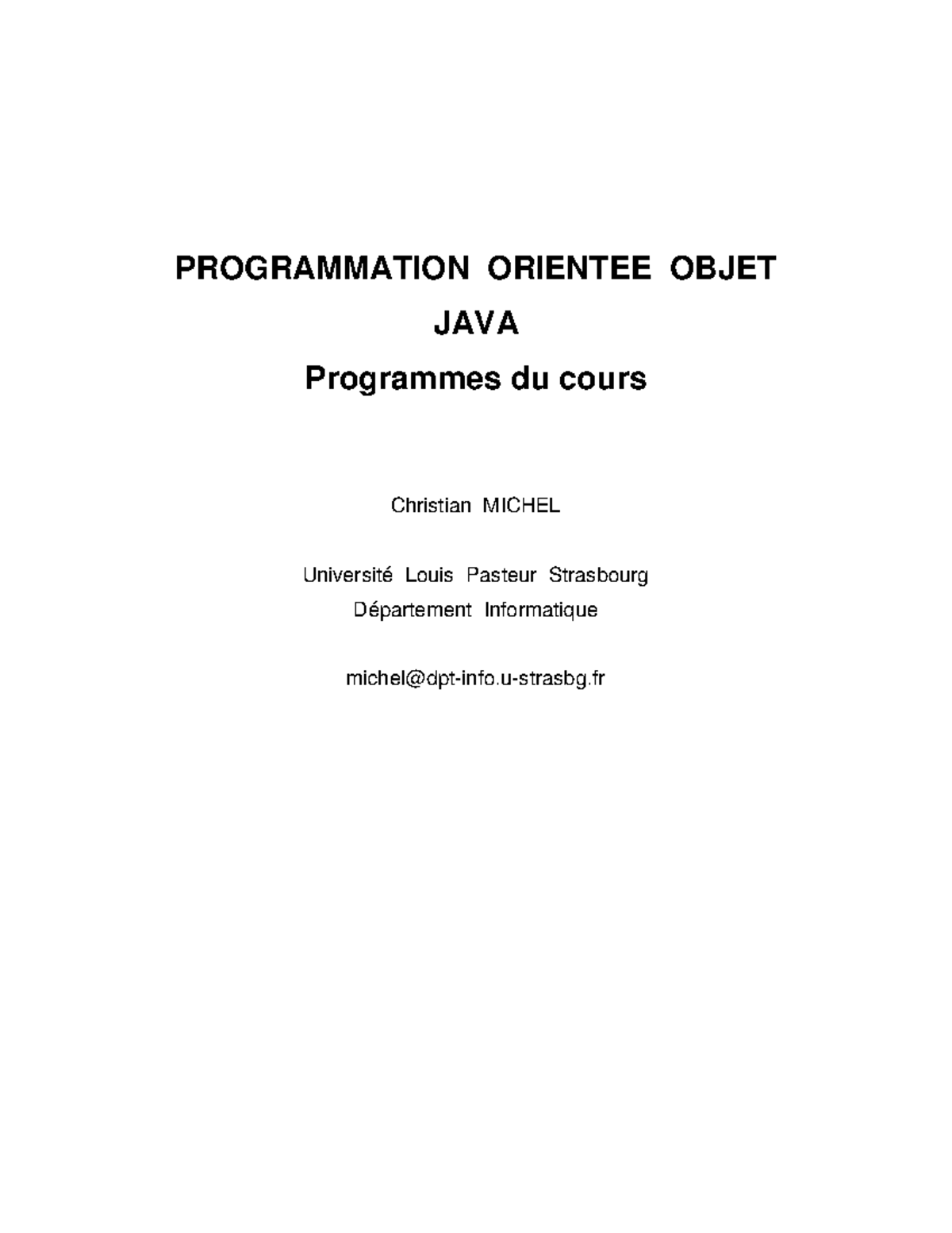 Cours POO Java Resume - merciii !! - PROGRAMMATION ORIENTEE OBJET JAVA Programmes du cours - Studocu