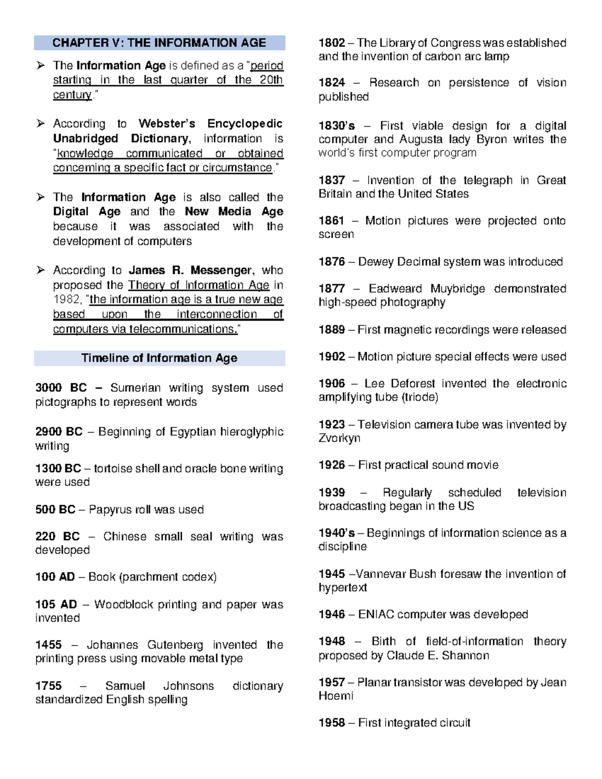 STS- Chapter 5,6,7 - CHAPTER V: THE INFORMATION AGE The Information Age ...