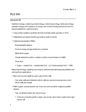 Lecture 31 - Sunday ,May2,y PLS340 Lecture 31 -St em cel l shav et ...
