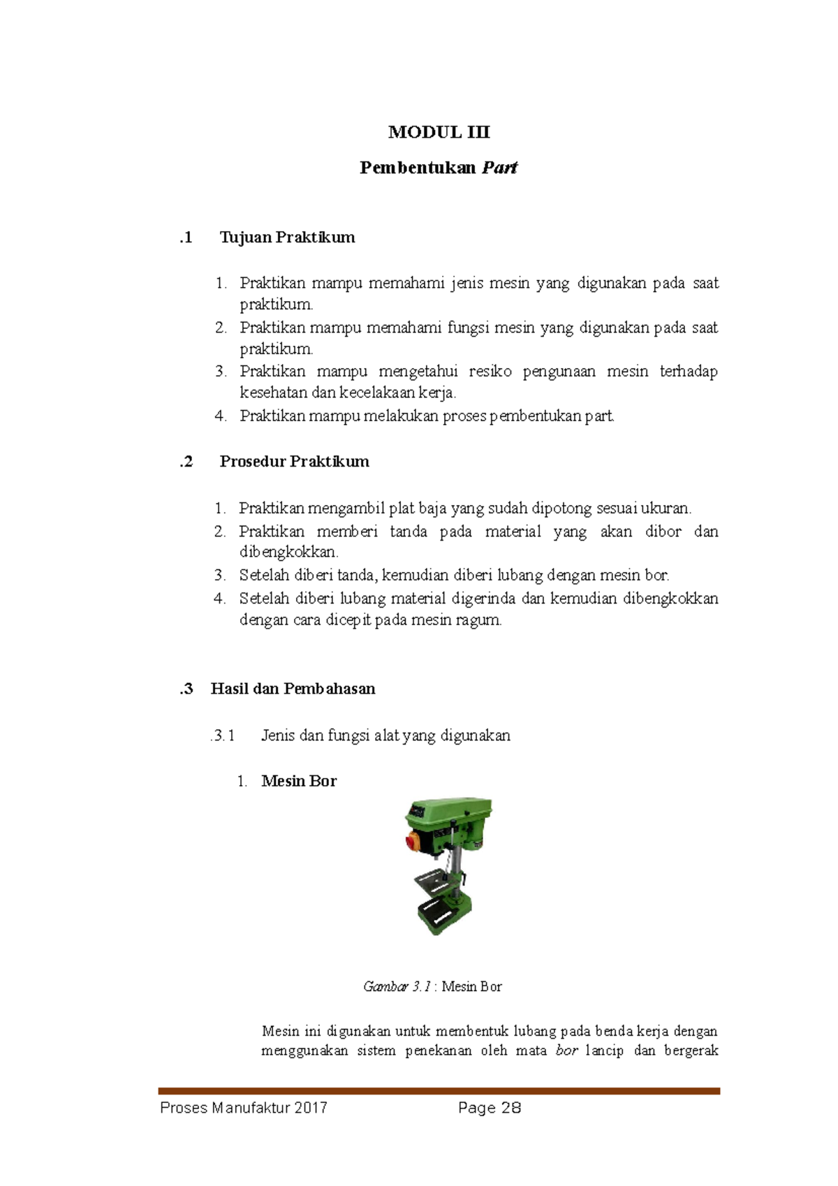 Modul 3 prosman Pembentukan Part - MODUL III Pembentukan Part .1 Tujuan ...
