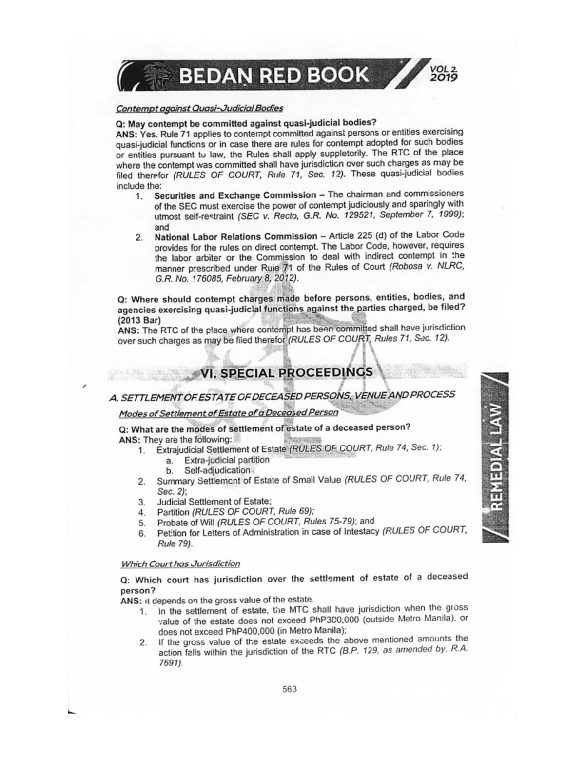 439523416-Special-Proceeding-Reviewer-2019 - BEDAN RED BOOK VOL 2. 2019 ...