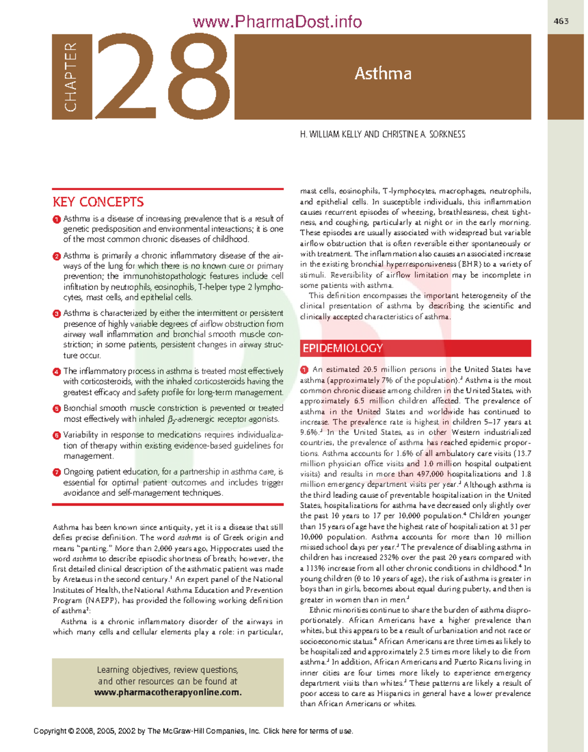 TPT1 - Asthma -text book - C HAP T E R 28 KEY CONCEPTS Asthma is a ...