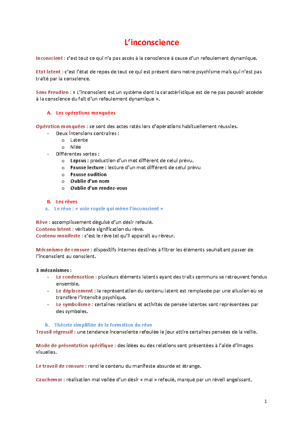 L’inconscience - M1 BIO. - Warning: TT: undefined function: 32 L ...