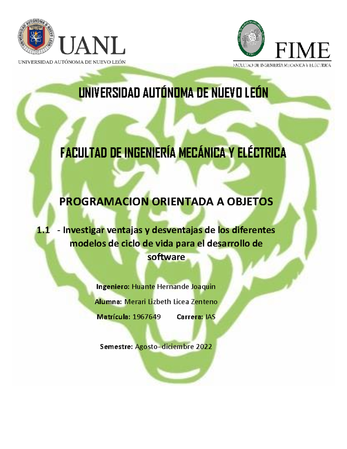 1.1modelos de ciclo de vida - UNIVERSIDAD AUT”NOMA DE NUEVO LE”N FACULTAD DE INGENIERÕA MEC¡NICA ...