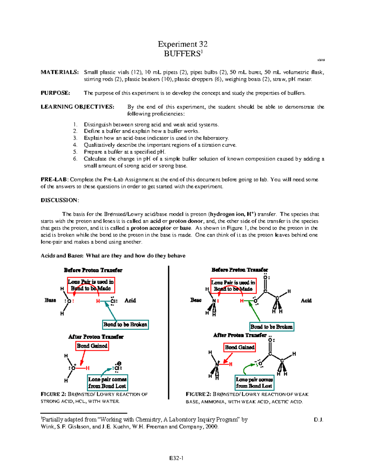 Exp 32 - Buffers Day 1 2 - Experiment 3 2 BUFFERS 1 1/ 3 / 19 MATERIALS ...