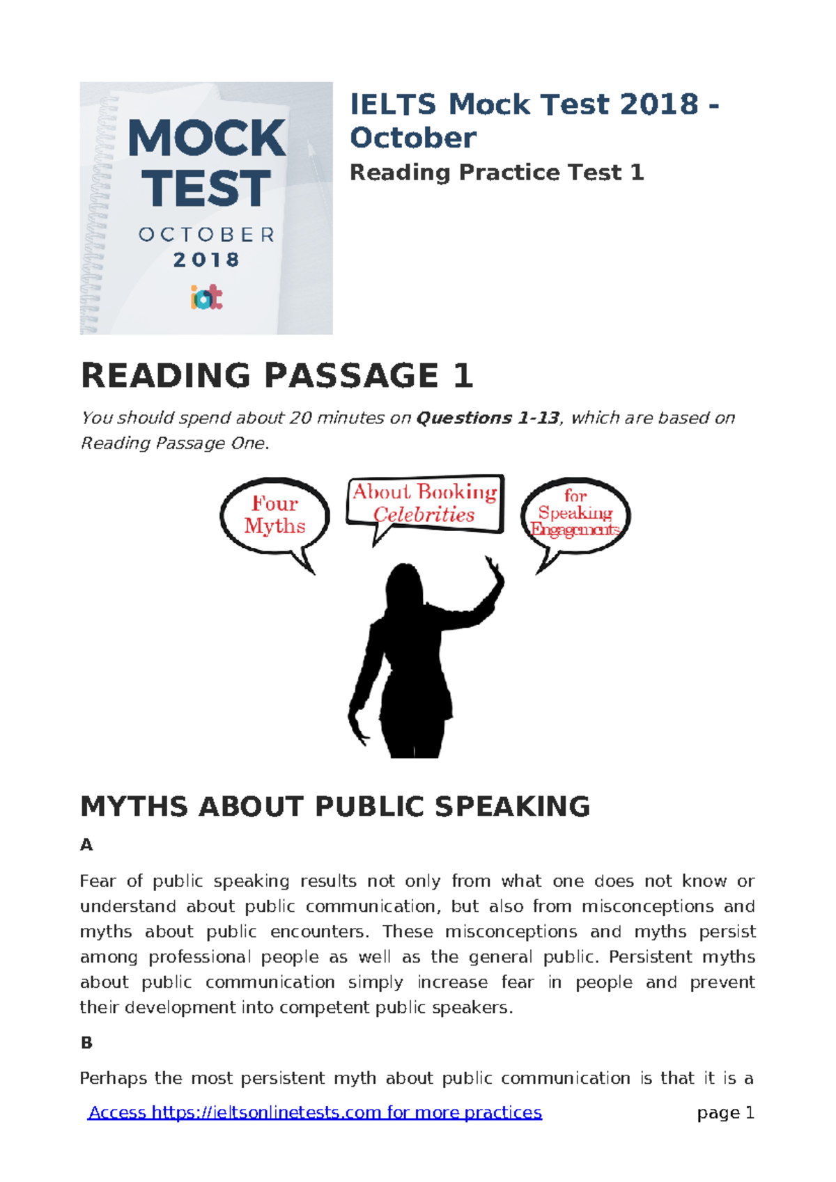 @ Ieltsc 1 readingpracticetest 1 - IELTS Mock Test 2018 - October ...
